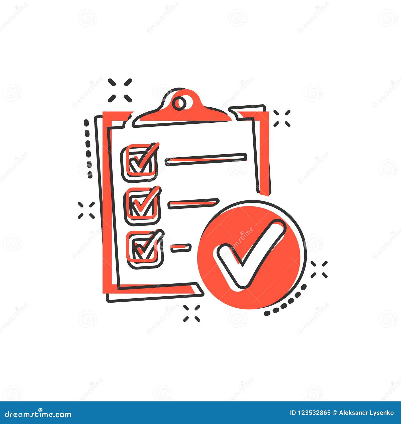 Cartoon Checklist With Green Check Marks On Paper Survey, Royalty-Free ...