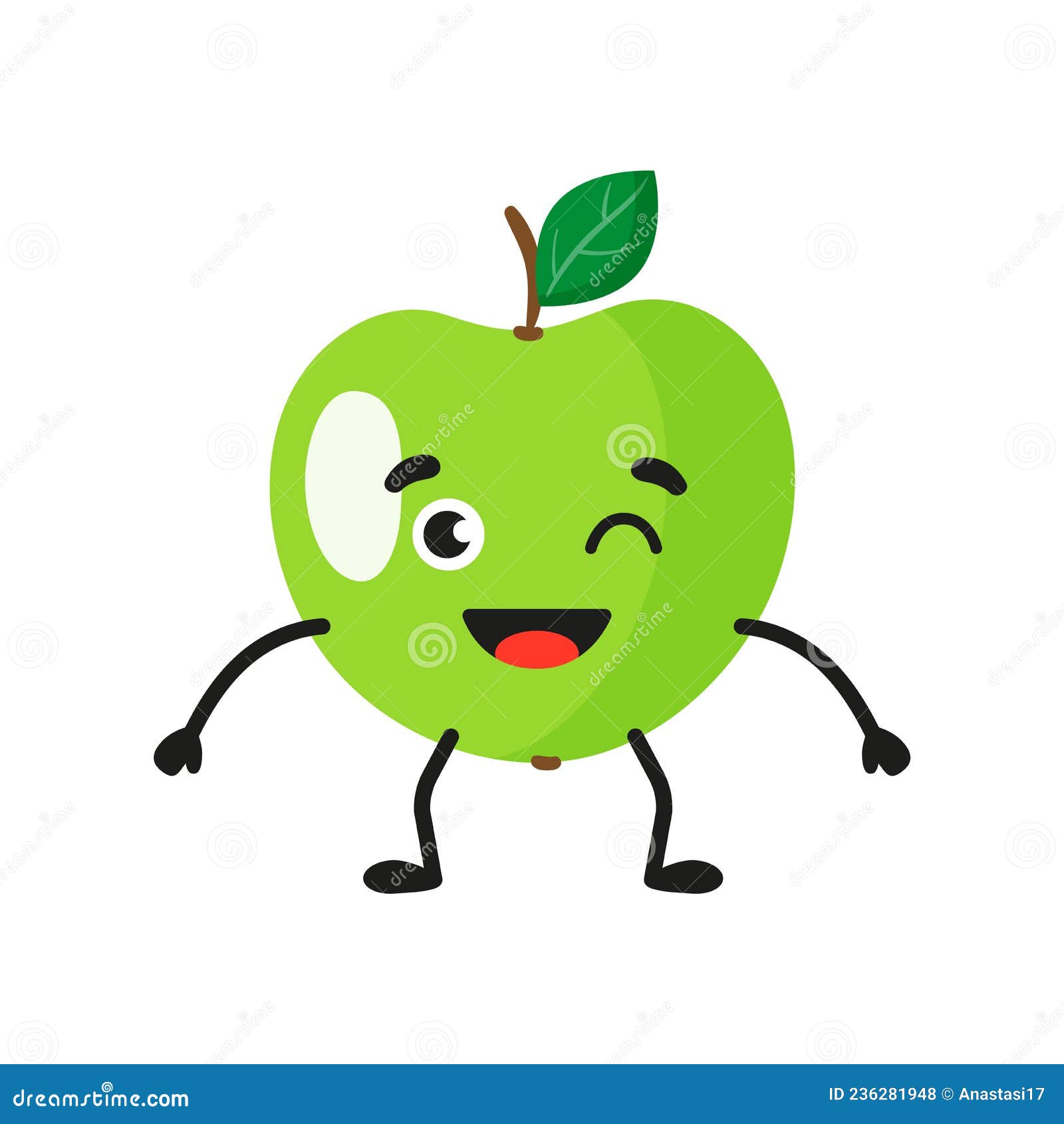 Vector Cartoon Cheerful Cute Apple Character Stock Vector ...
