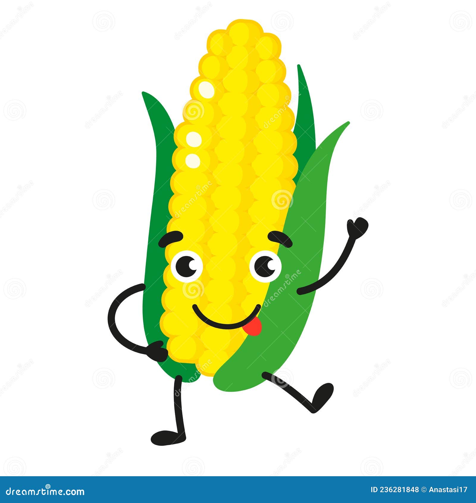 Vector Cartoon Cheerful Cute Corn Character Stock Vector - Illustration ...