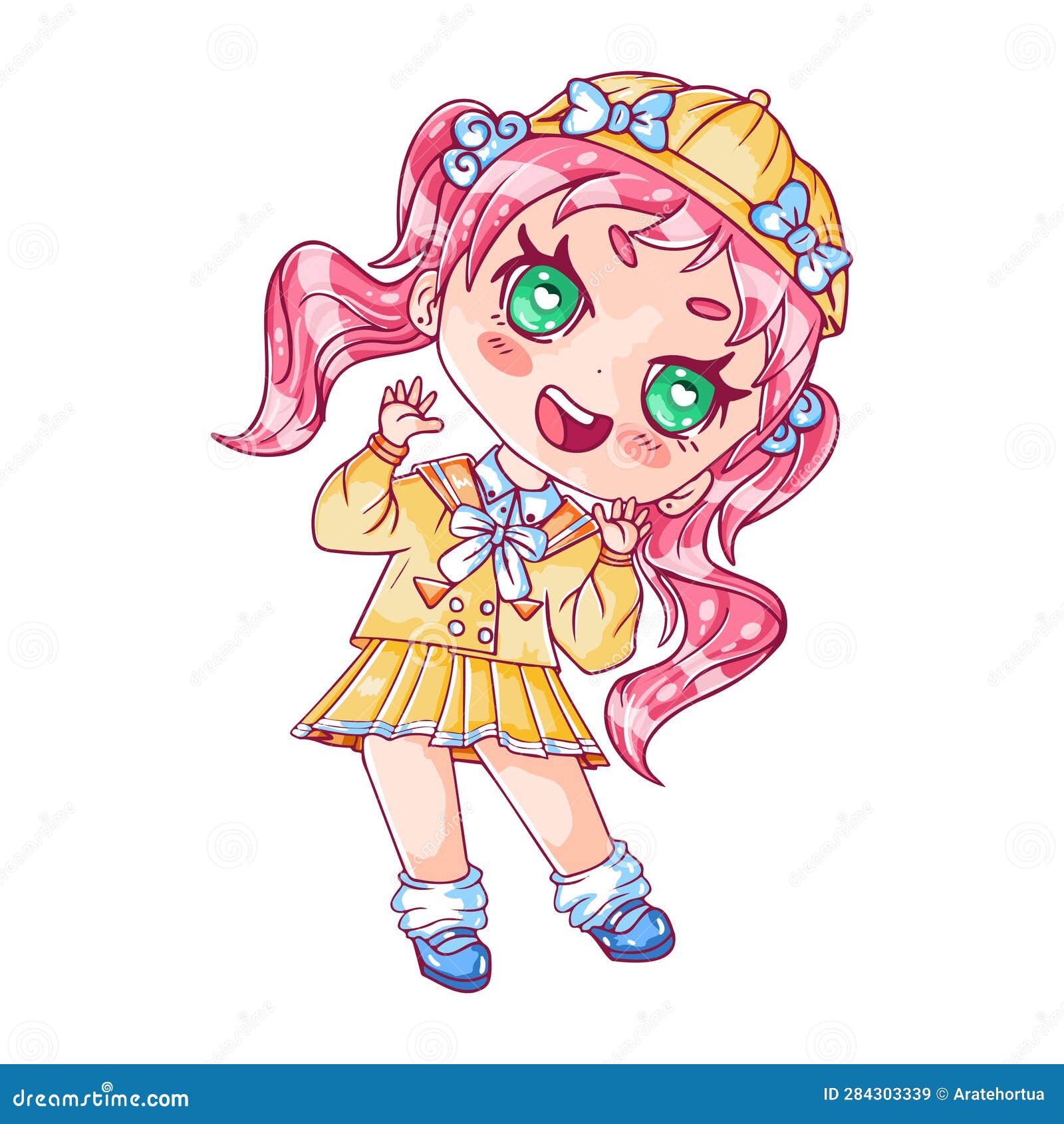 Vector Cartoon Chibi Girl Character Isolated Illustration Stock Vector ...