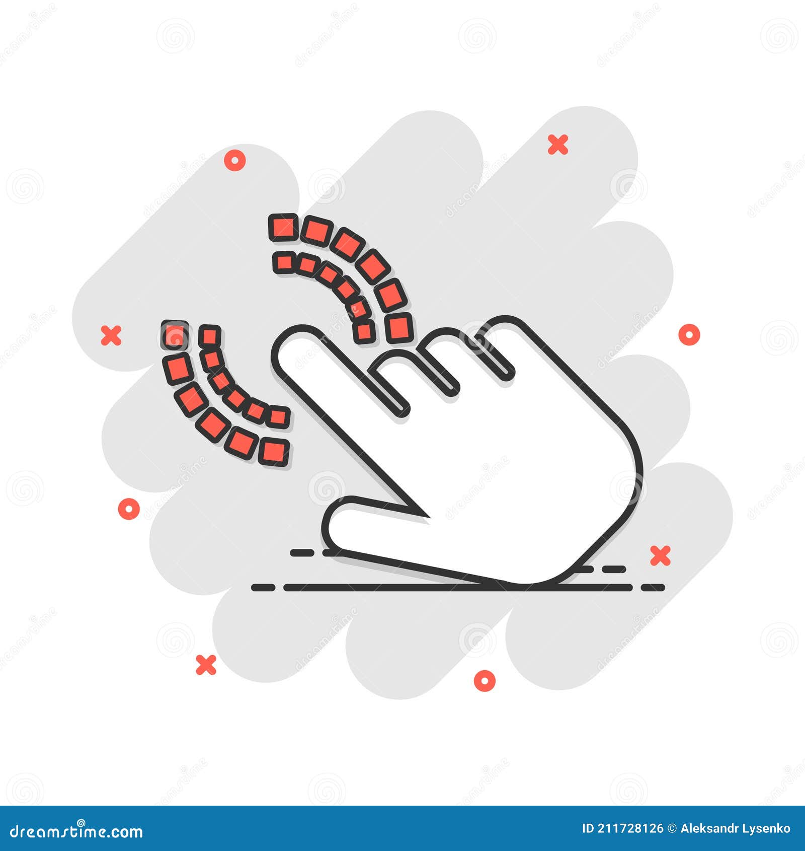 Vector Cartoon Click Hand Icon in Comic Style. Cursor Finger Sign ...