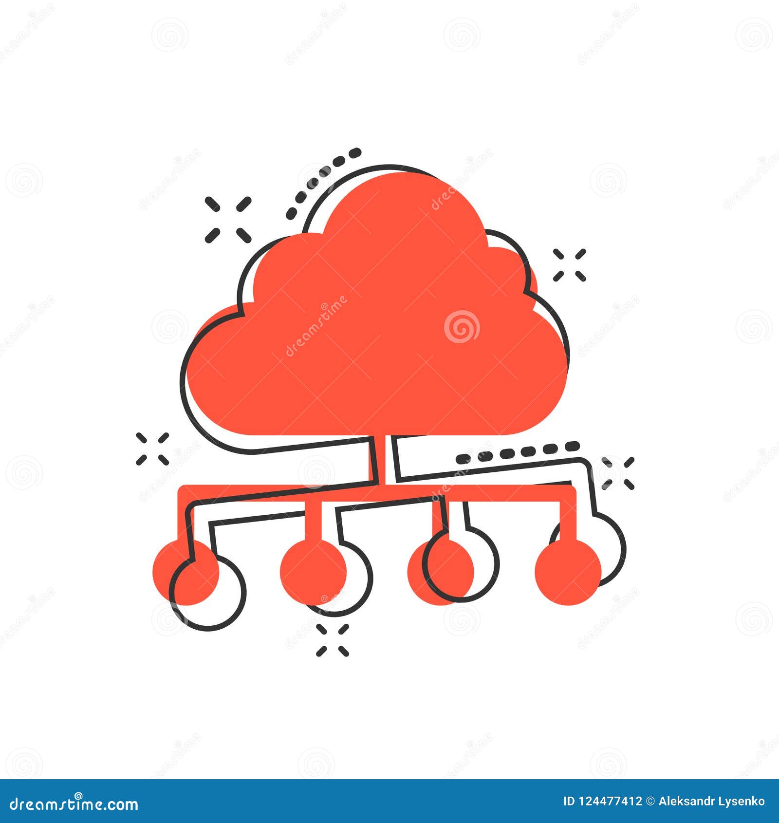Vector Cartoon Cloud Computing Technology Icon in Comic Style. I Stock ...