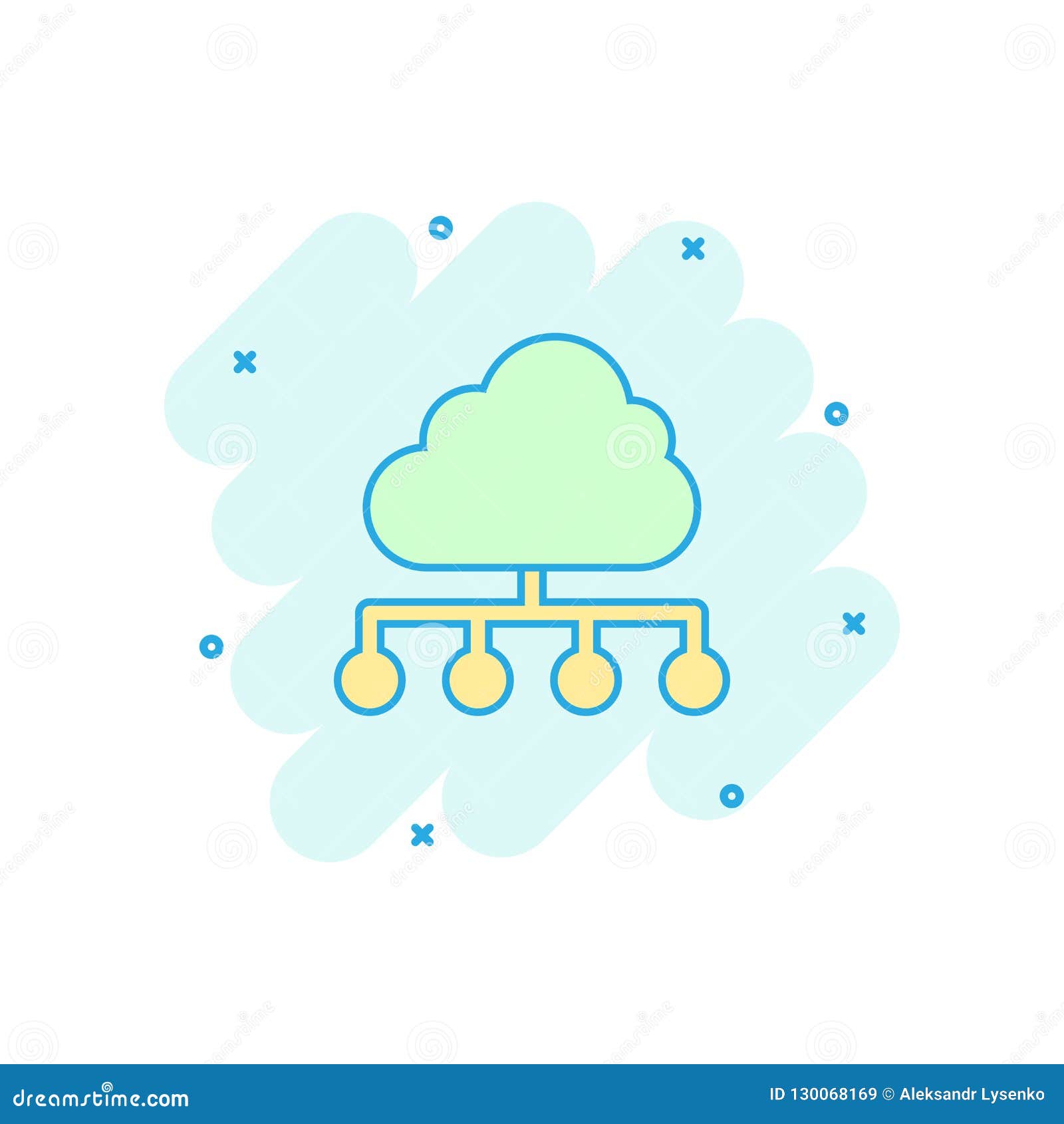 Vector Cartoon Cloud Computing Technology Icon in Comic Style. I Stock ...