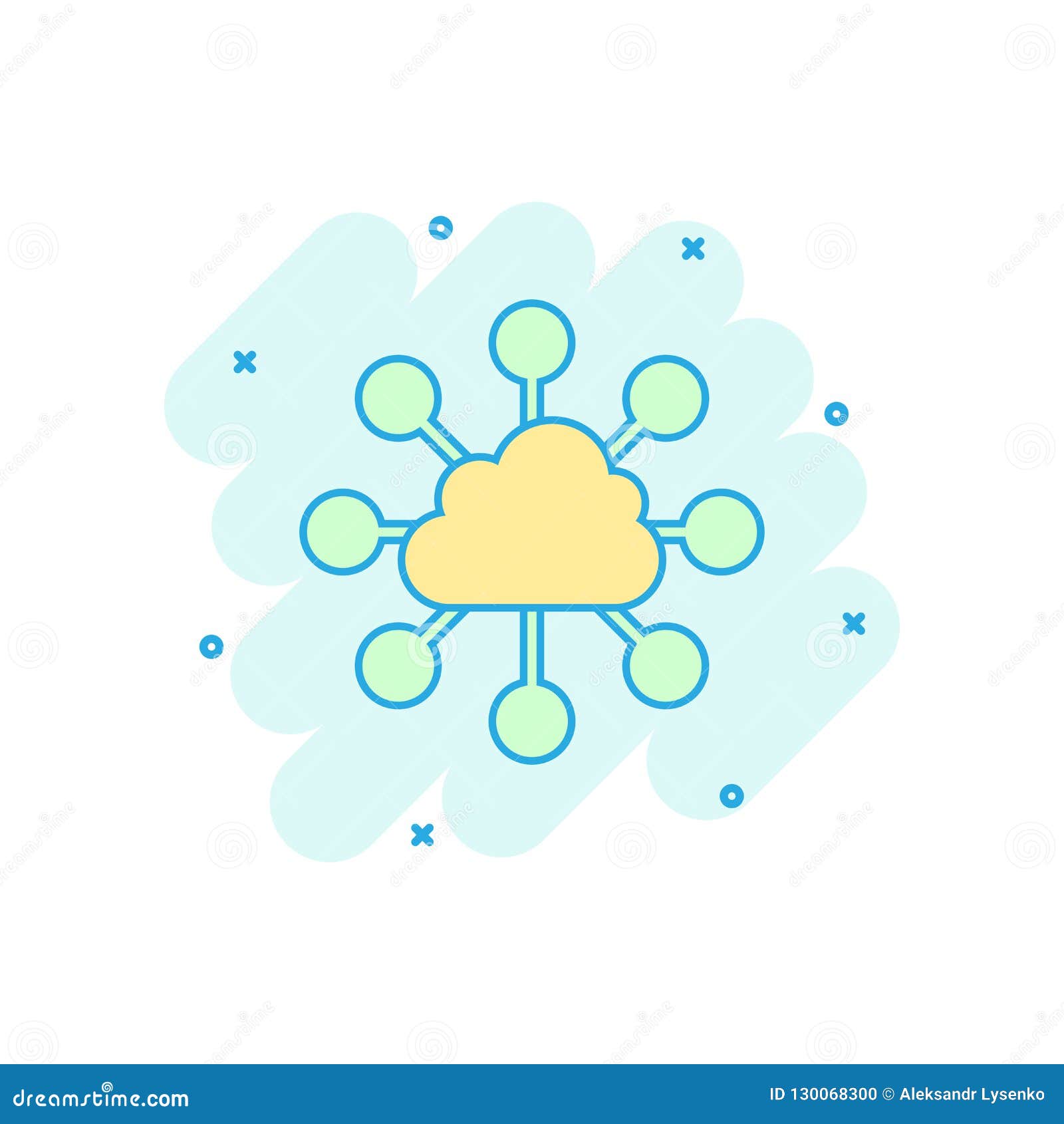 Vector Cartoon Cloud Computing Technology Icon in Comic Style. I Stock ...