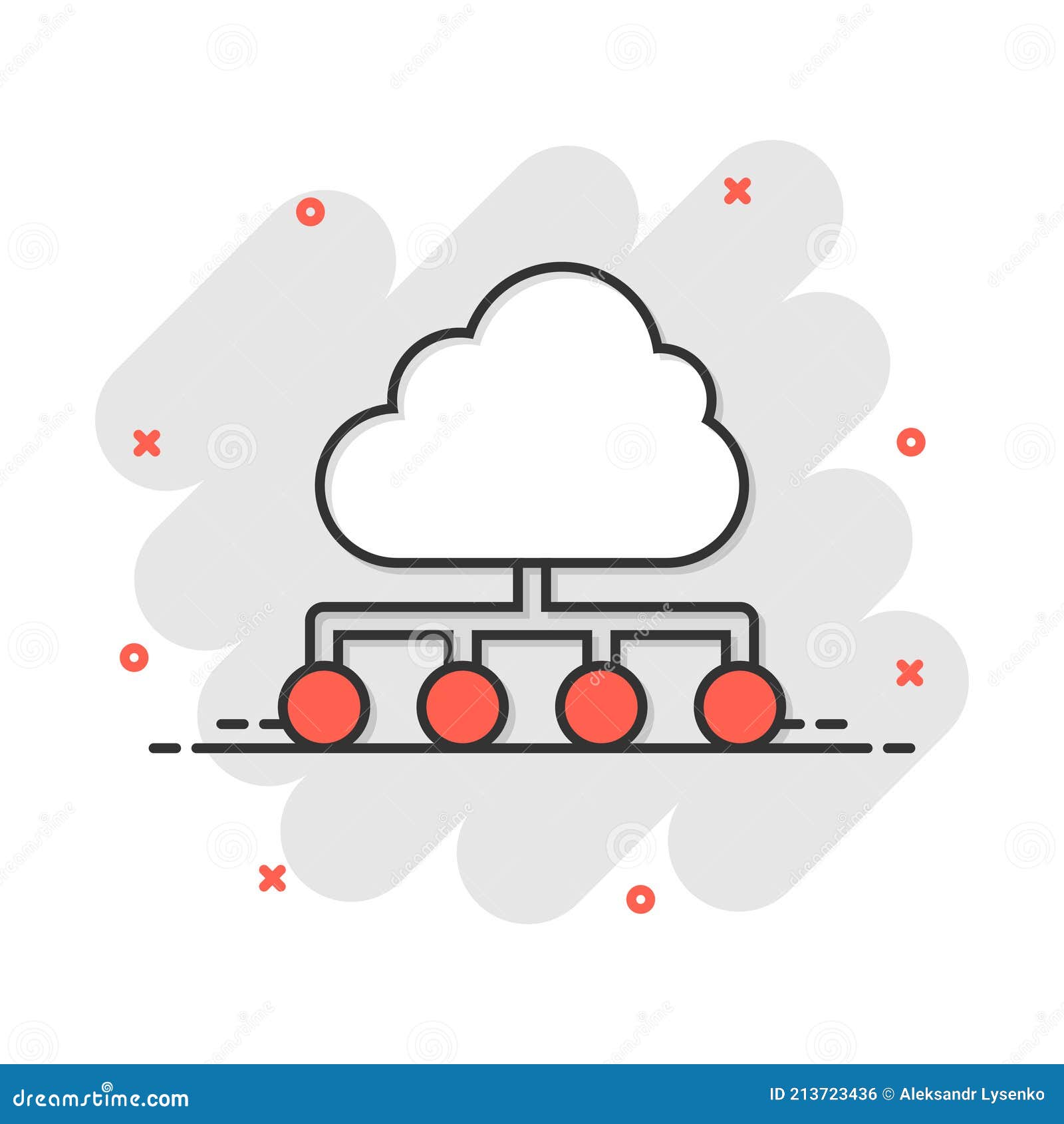 Vector Cartoon Cloud Computing Technology Icon in Comic Style ...