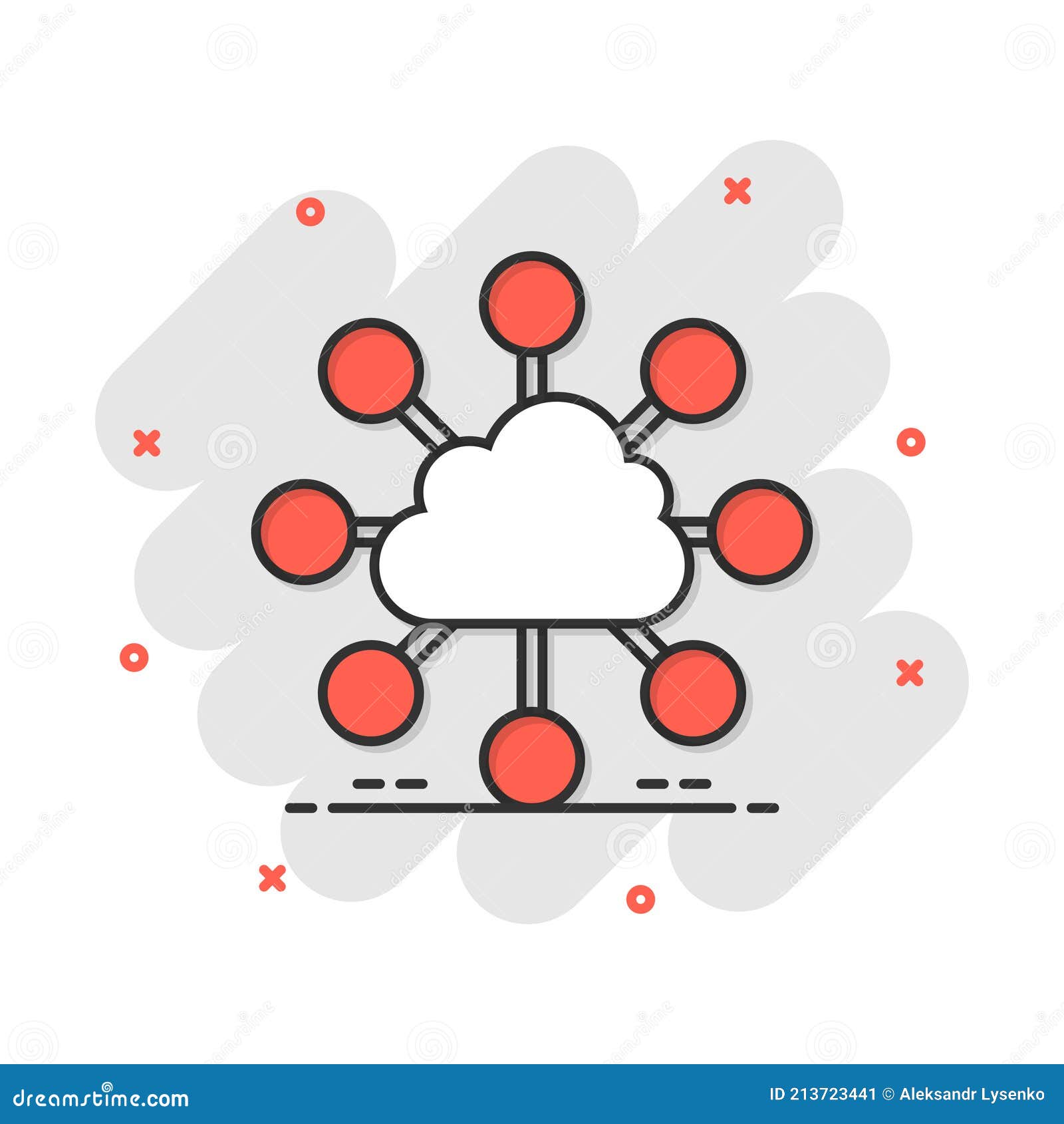 Vector Cartoon Cloud Computing Technology Icon in Comic Style ...