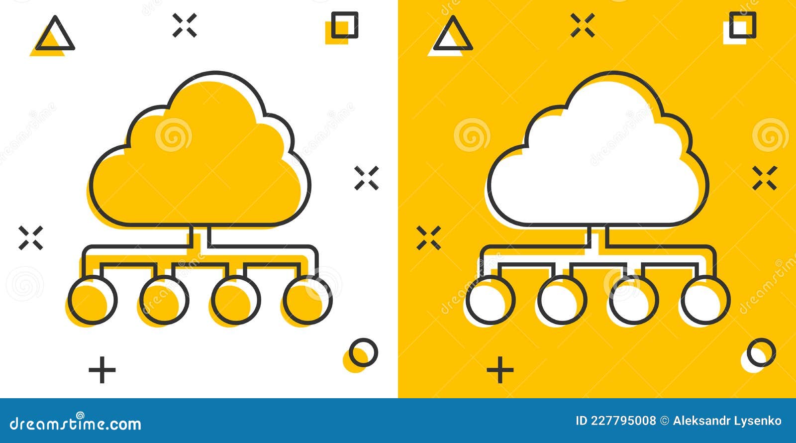 Vector Cartoon Cloud Computing Technology Icon in Comic Style ...