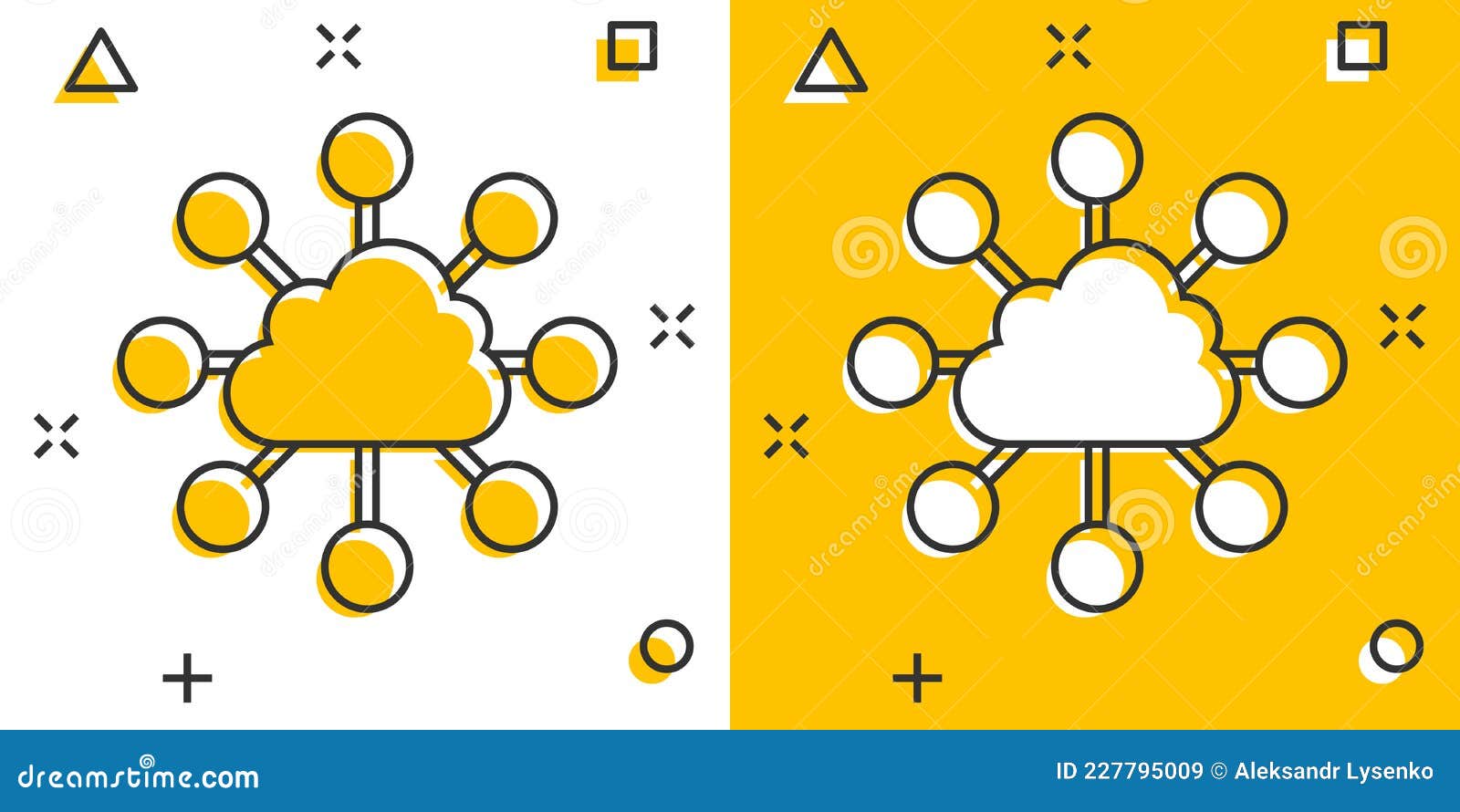 Vector Cartoon Cloud Computing Technology Icon in Comic Style. Infographic Analytics ...