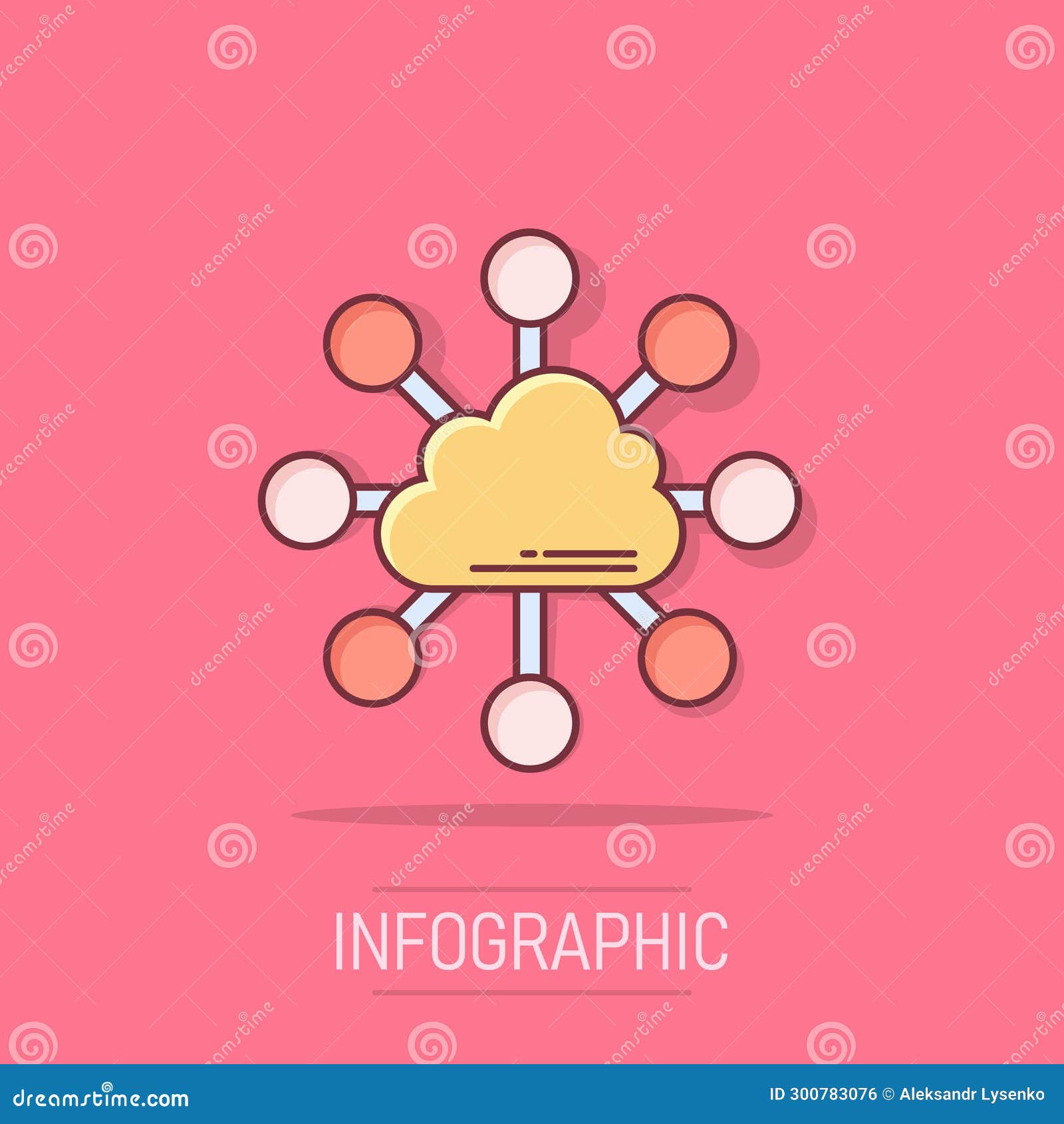 Vector Cartoon Cloud Computing Technology Icon in Comic Style ...