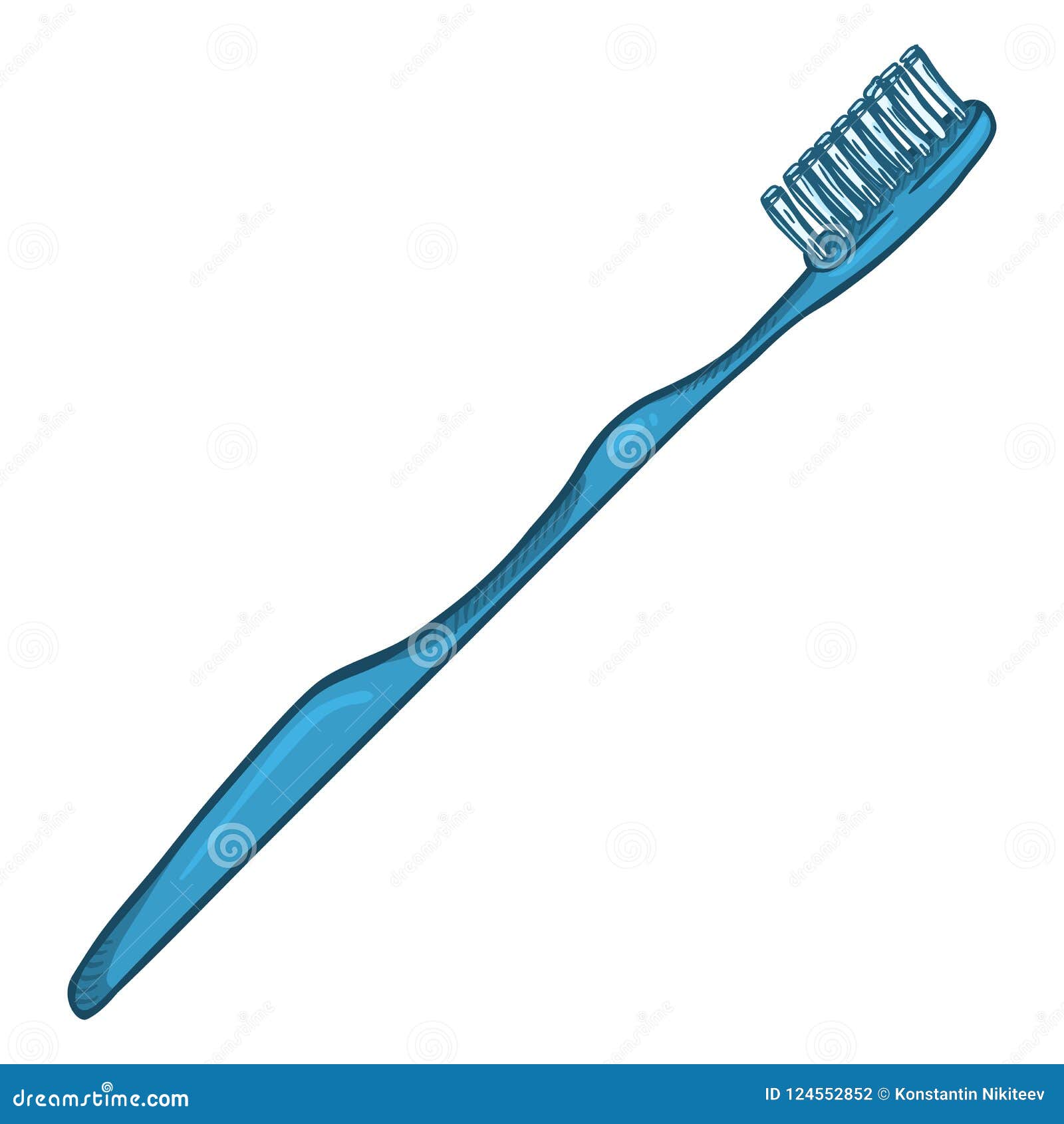 Vector Single Cartoon Color Illustration -Blue Toothbrush Stock Vector ...