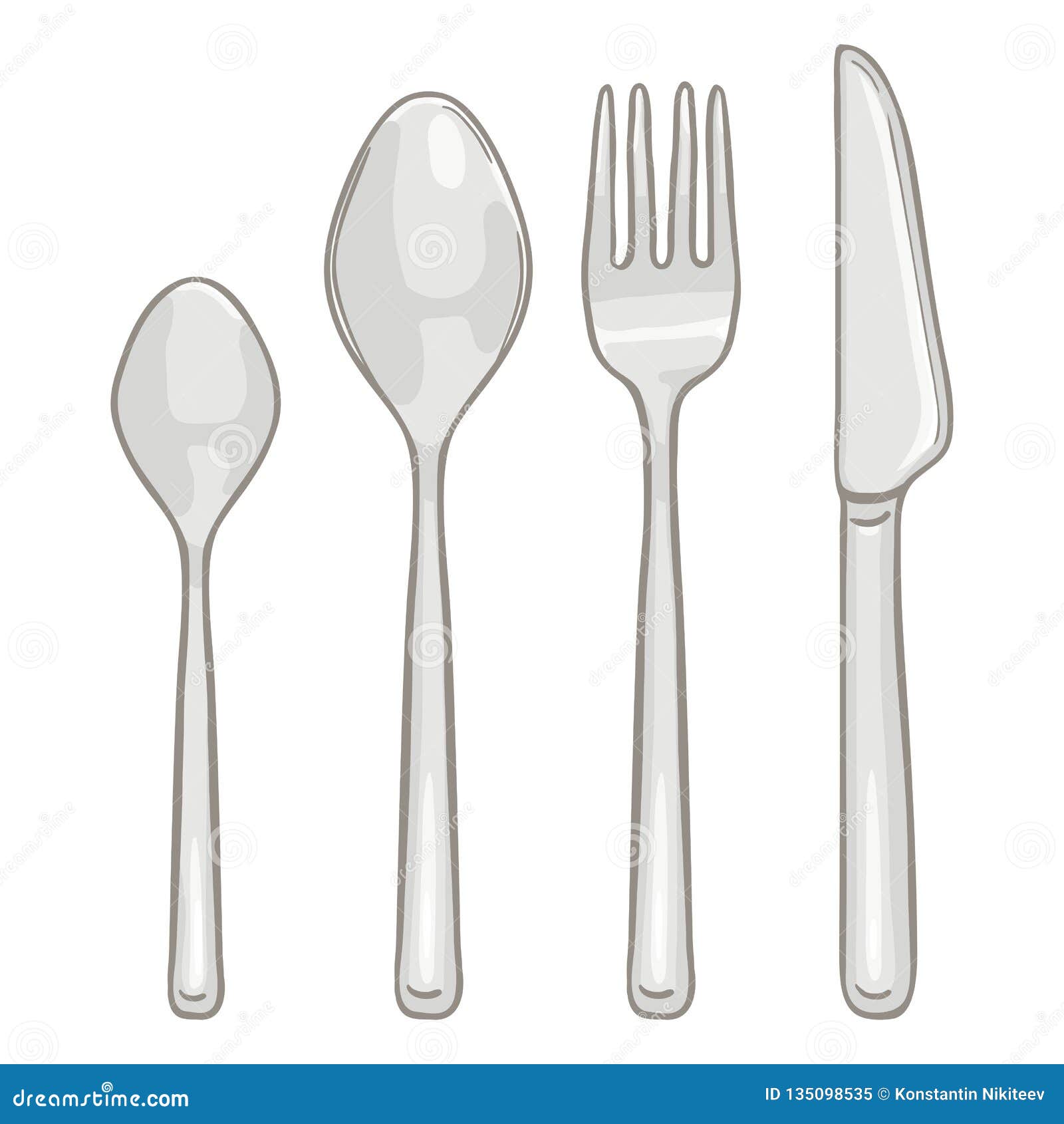 Vector Cartoon Color Set of Plastic Disposable Cutlery. Knife, Fork ... Vector Cartoon Color Set of Plastic Disposable Cutlery. Knife, Fork ...
