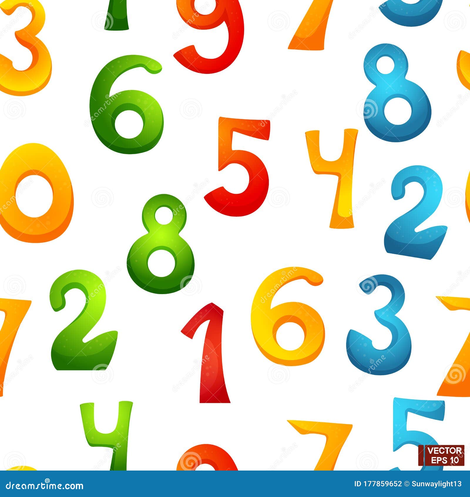 Seamless Pattern Cartoon Colored Numbers Stock Vector - Illustration of ...