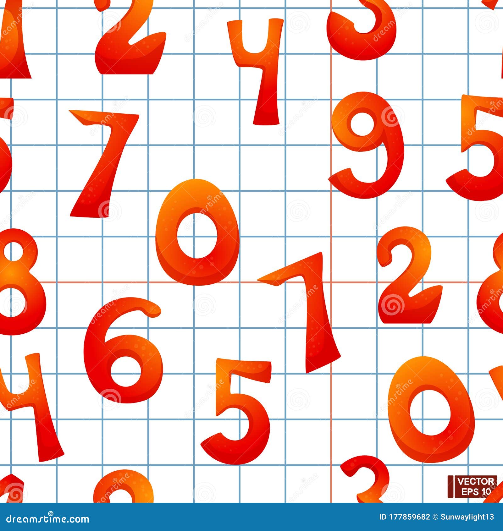 Seamless Pattern Cartoon Colored Numbers Stock Vector - Illustration of ...