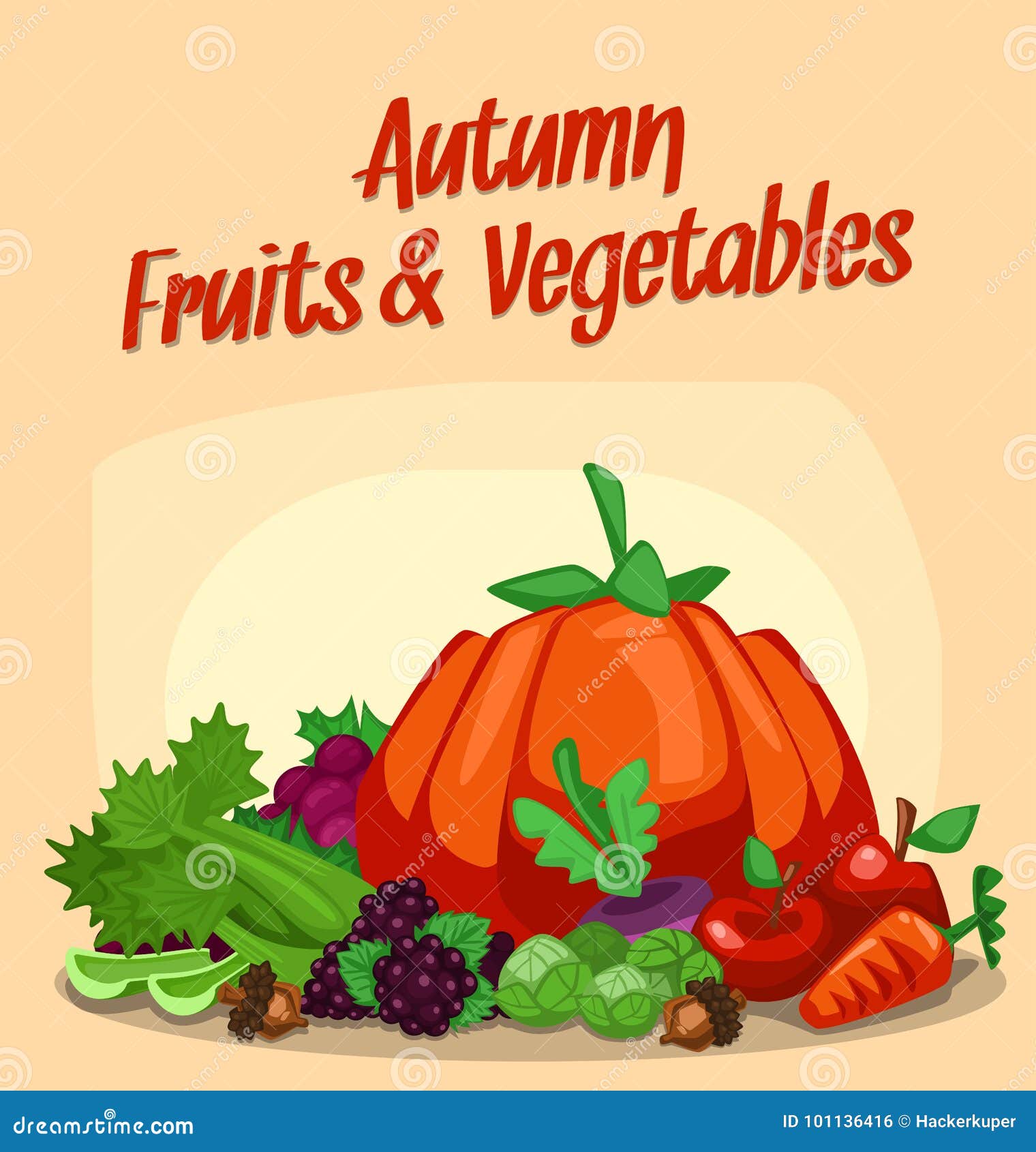 Vector Cartoon Combination Autumn Fall Season Fruit and Vegetable ...