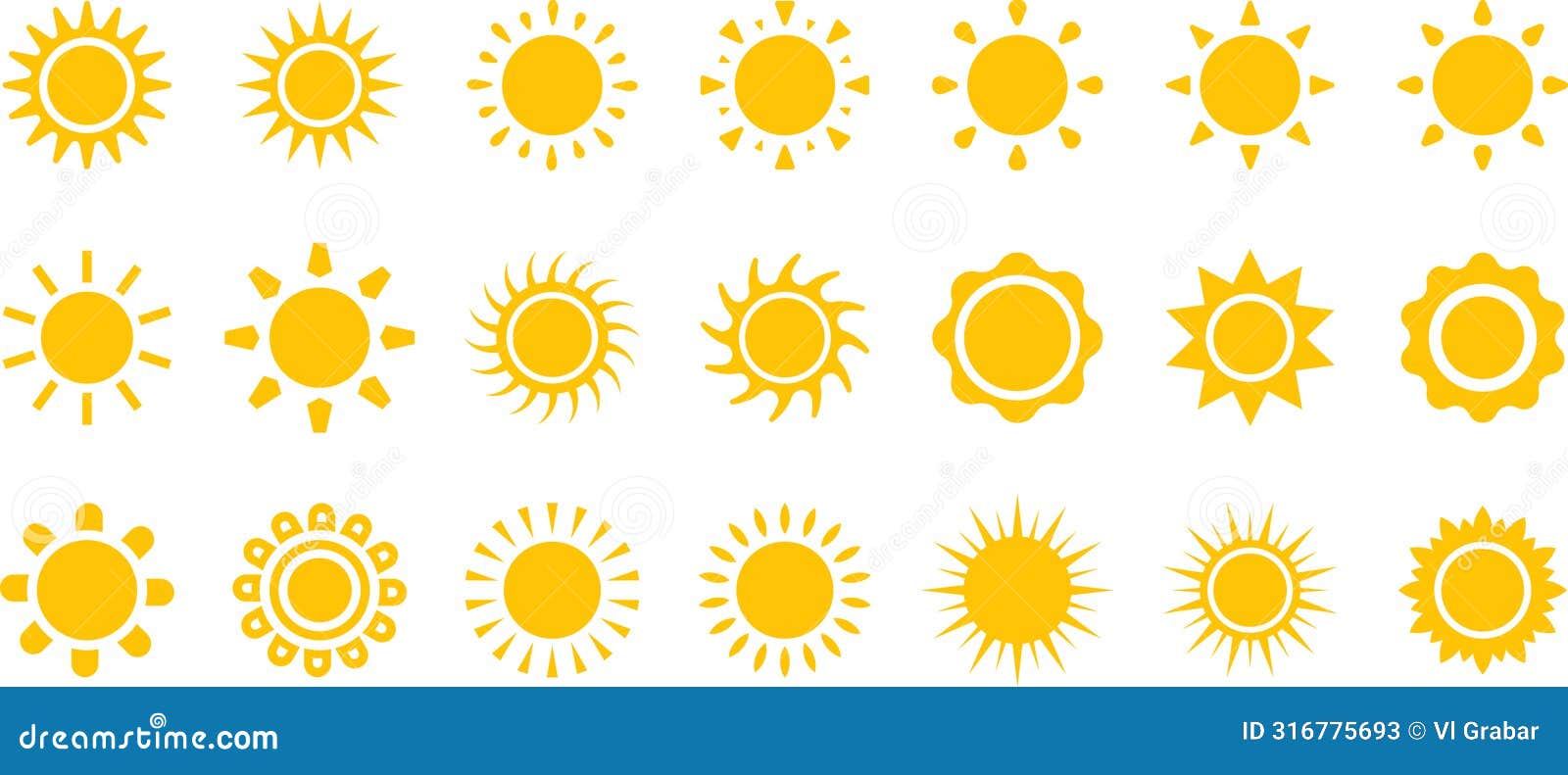 Vector Cartoon, Comic Yellow Sun Shining Light Rays Heat the Summer ...