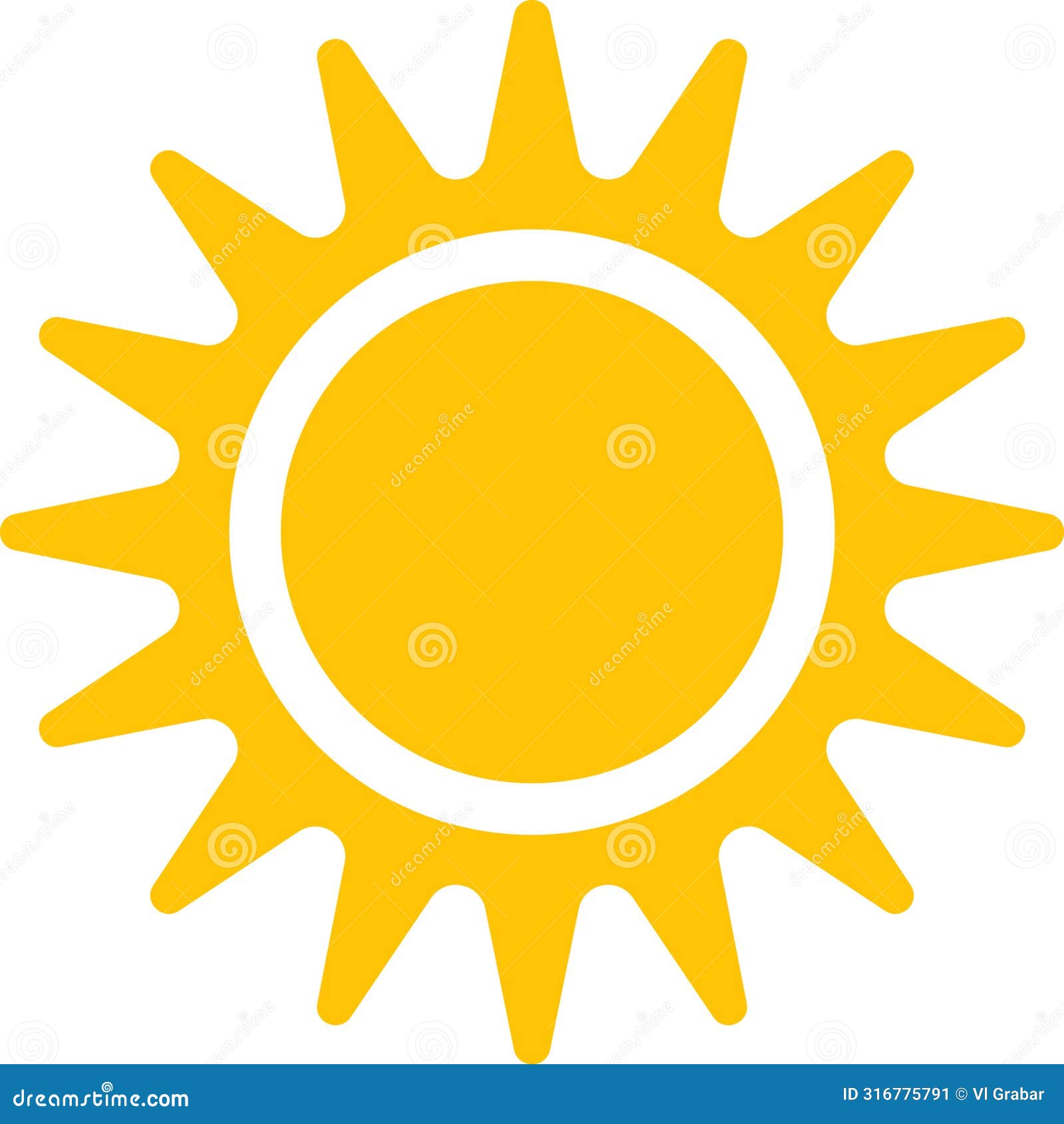Vector Cartoon, Comic Yellow Sun Shining Light Rays Heat the Summer ...