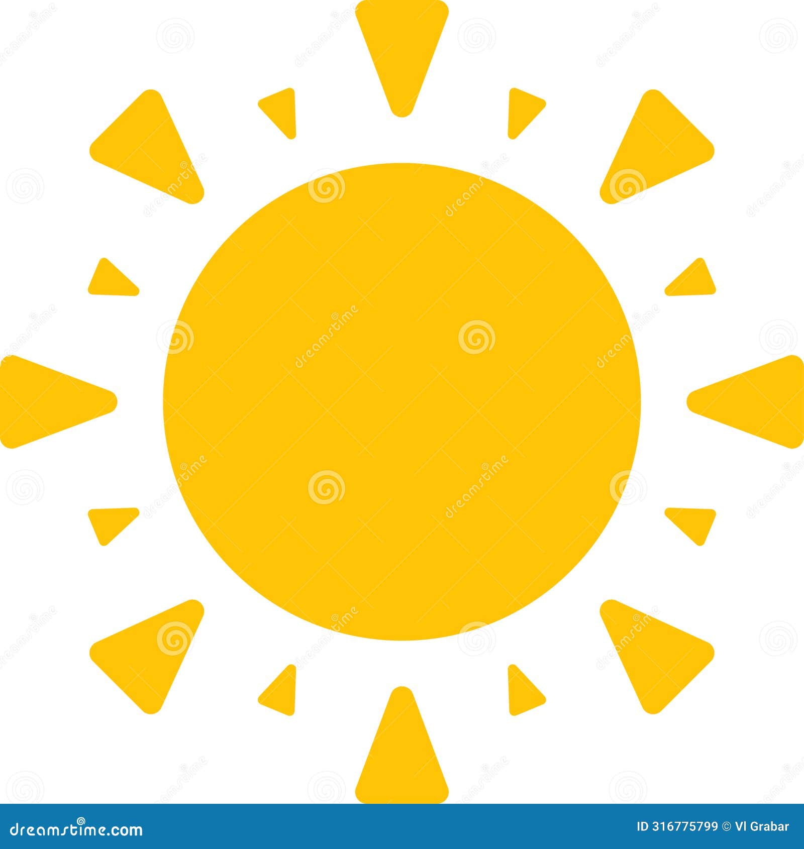 Vector Cartoon, Comic Yellow Sun Shining Light Rays Heat the Summer ...