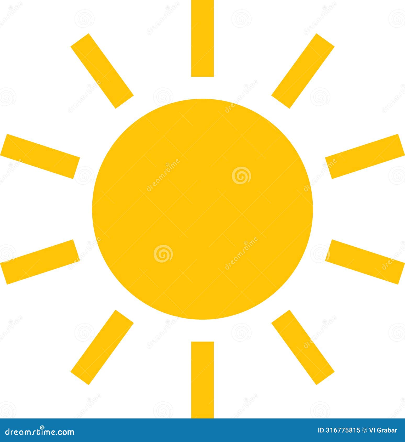 Vector Cartoon, Comic Yellow Sun Shining Light Rays Heat the Summer ...