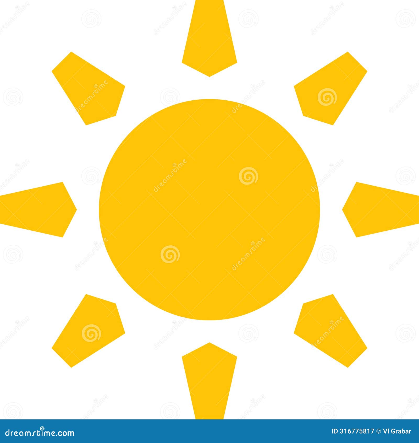 Vector Cartoon, Comic Yellow Sun Shining Light Rays Heat the Summer ...