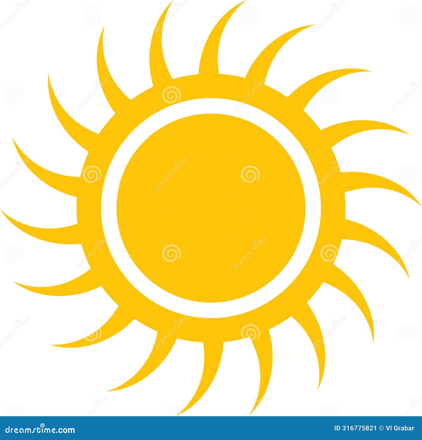 Vector Cartoon, Comic Yellow Sun Shining Light Rays Heat the Summer ...