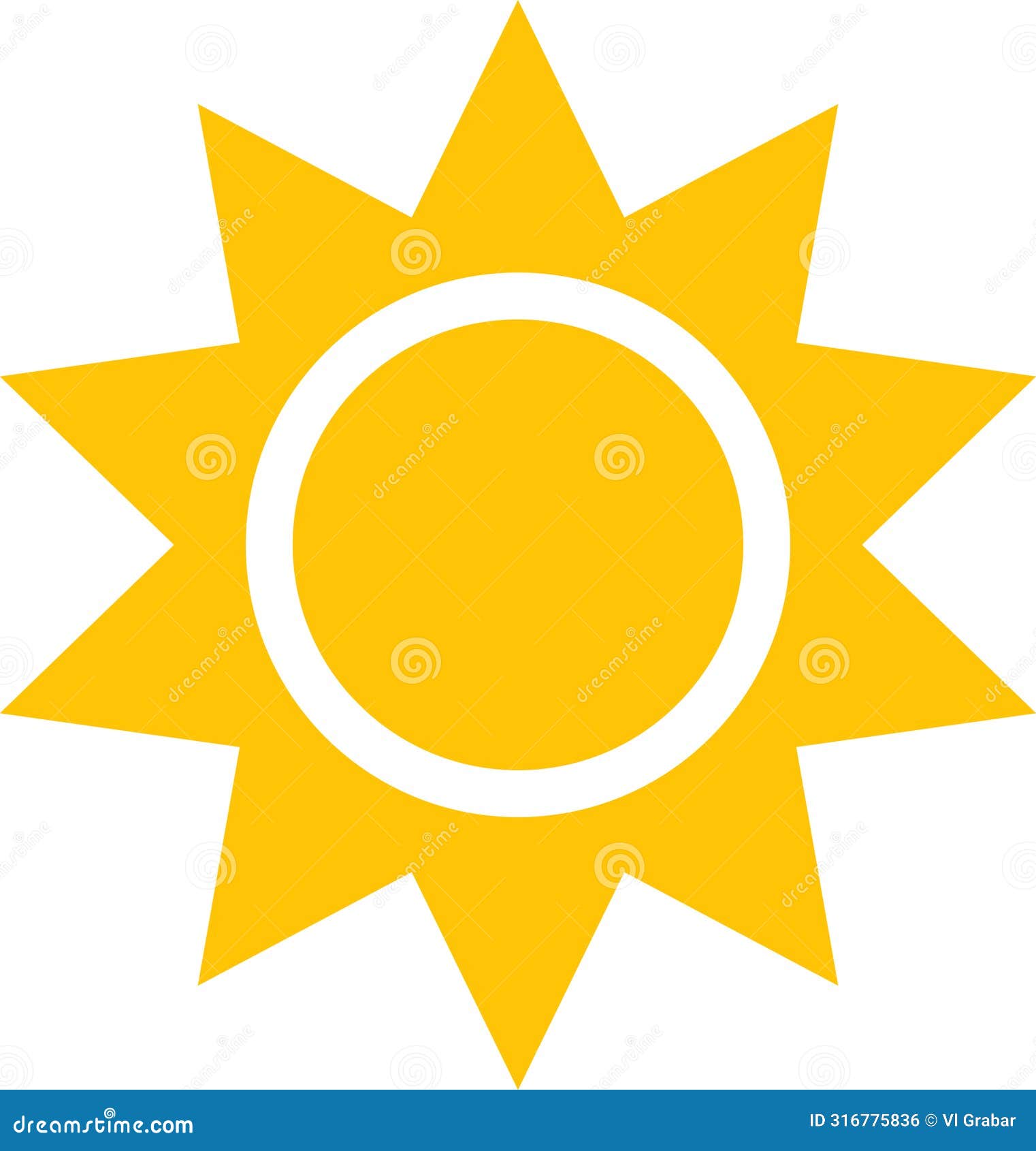 Vector Cartoon, Comic Yellow Sun Shining Light Rays Heat the Summer ...