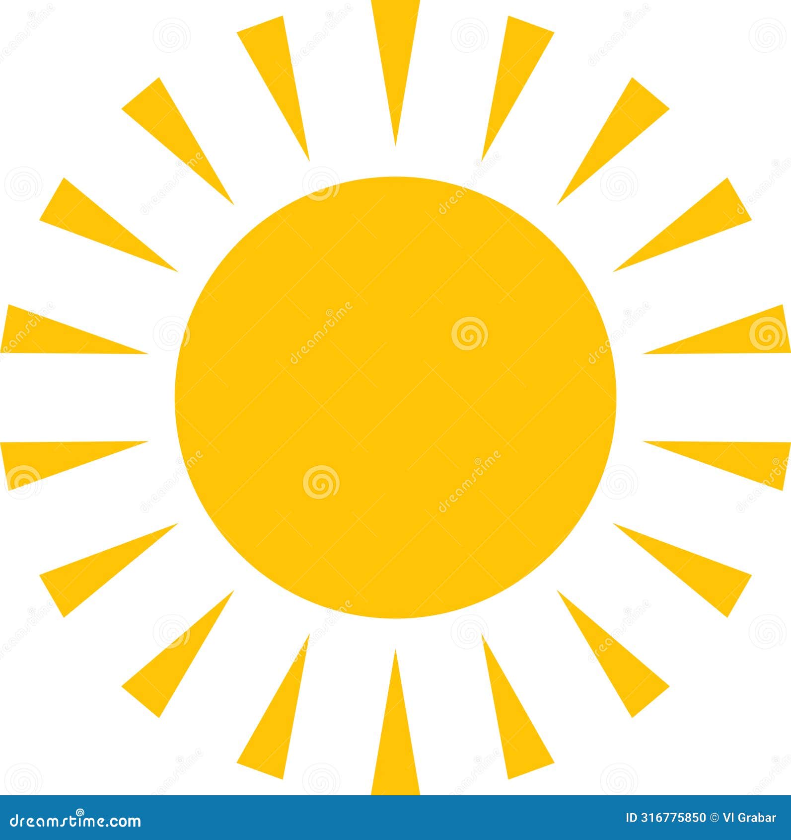Vector Cartoon, Comic Yellow Sun Shining Light Rays Heat the Summer ...