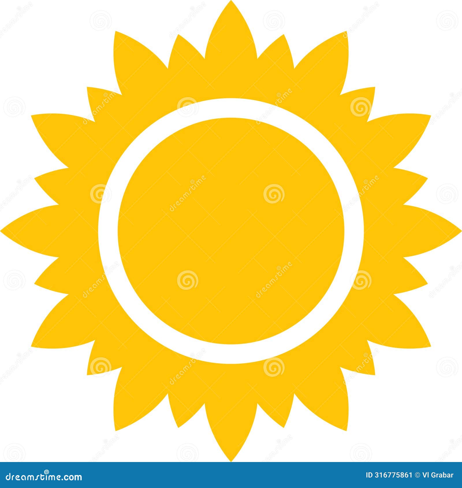 Vector Cartoon, Comic Yellow Sun Shining Light Rays Heat the Summer ...