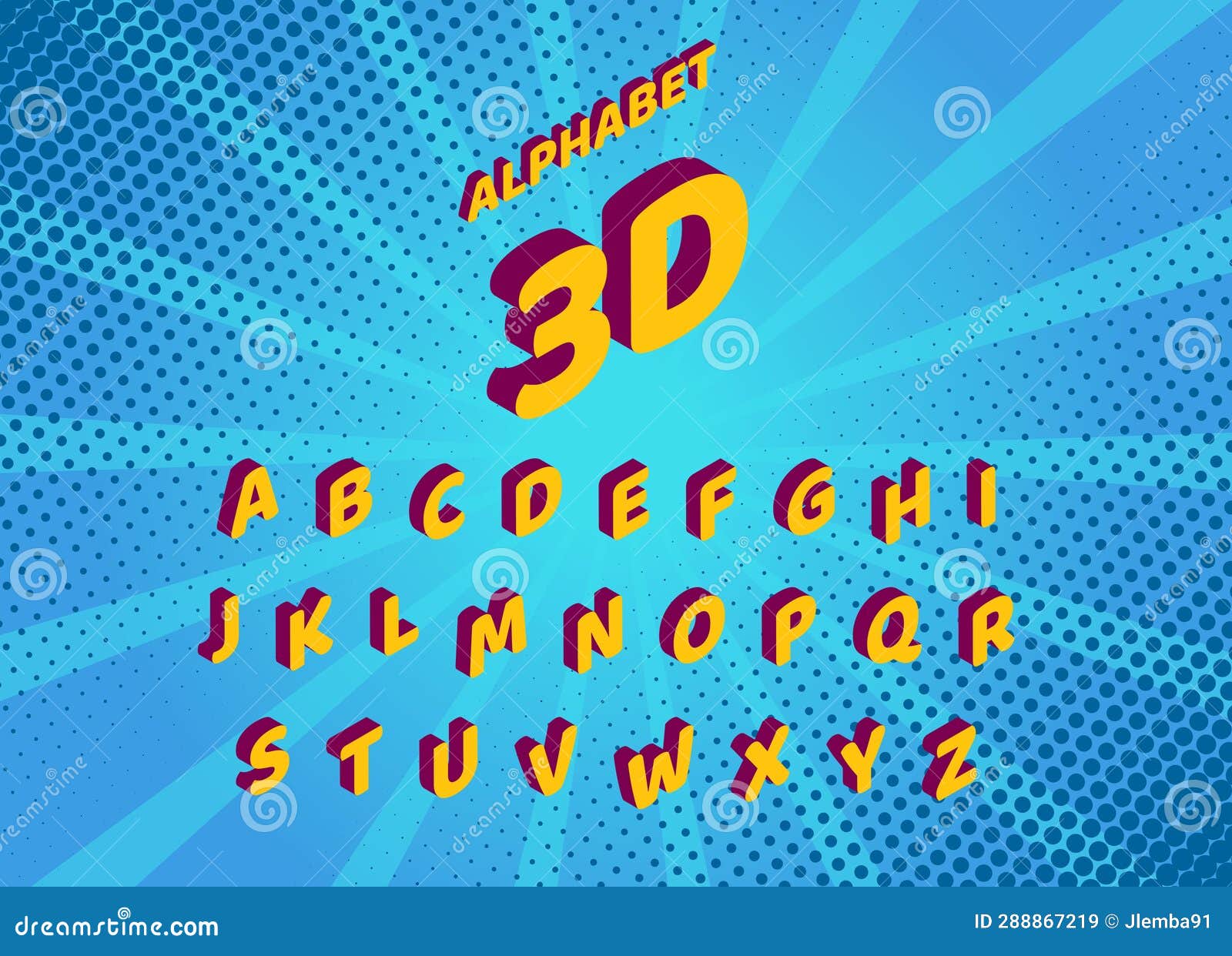Vector Cartoon Comics Isometric Font. Stock Illustration - Illustration ...