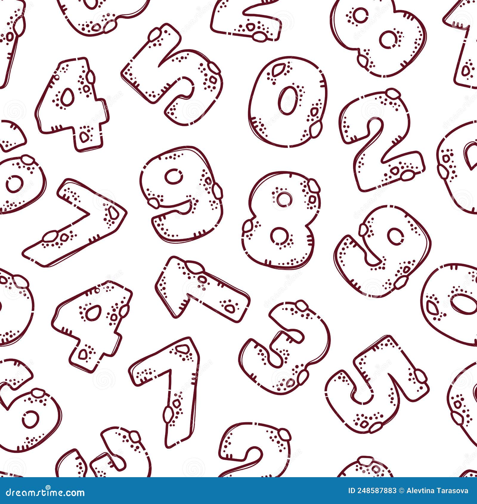 Vector Cartoon Cookie Numbers Pattern. Stock Vector - Illustration of ...