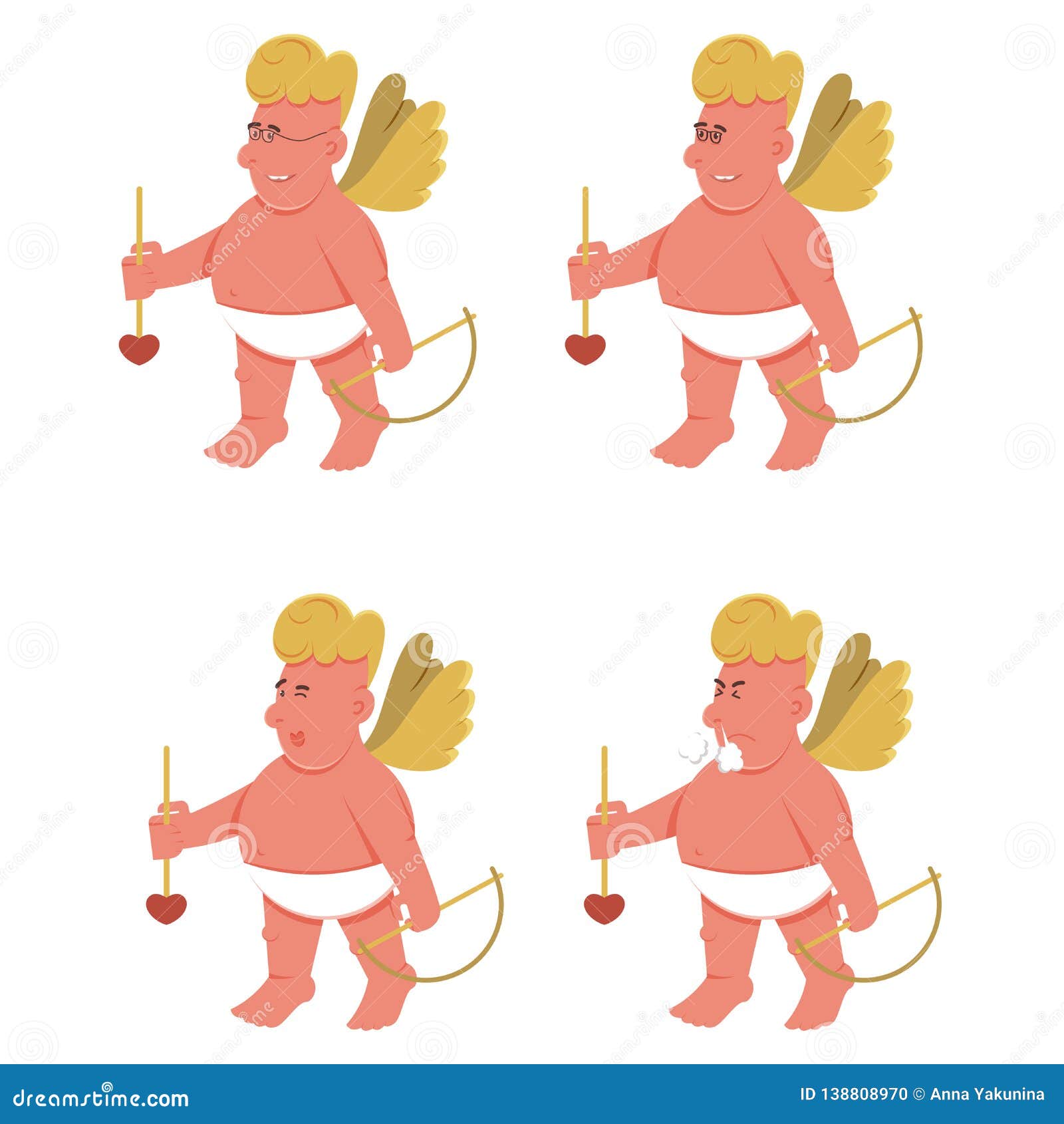 Vector Cartoon Cupids Standing with Arrows Stock Vector - Illustration ...