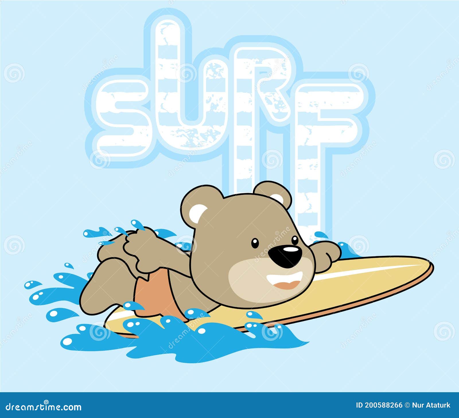 Vector Cartoon of Cute Animal Playing Surfboard Stock Vector ...