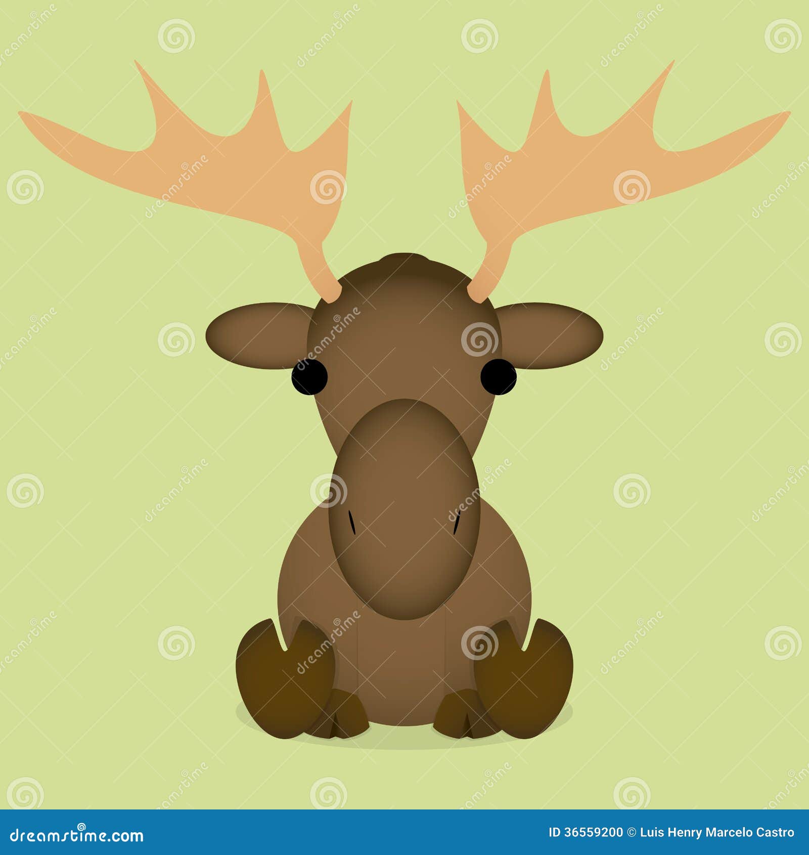 Vector Cartoon Cute Baby Moose Sitting Isolated Stock Vector ...