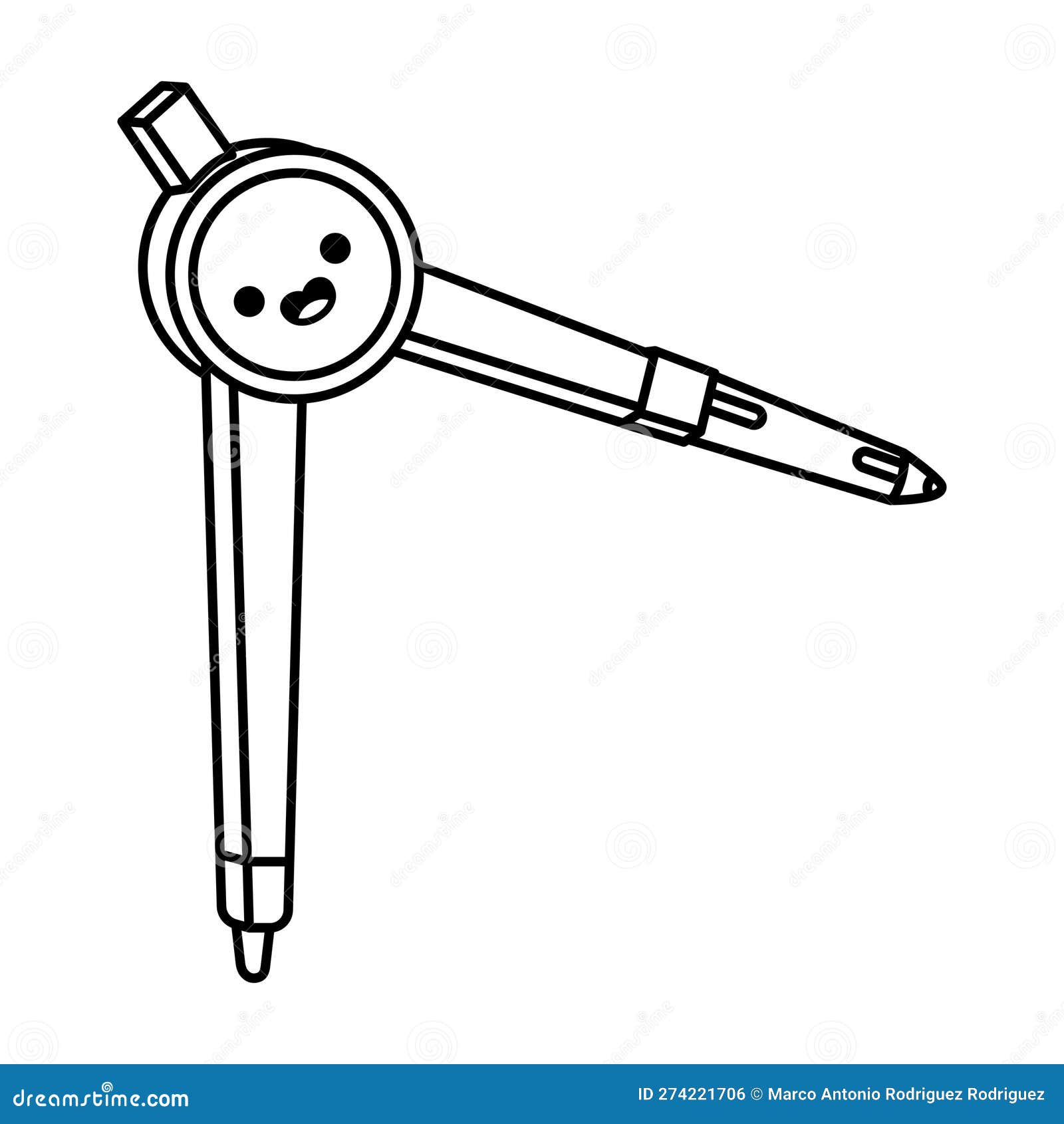 Vector Cartoon Cute Compass School Kawaii Illustration Stock Vector ...