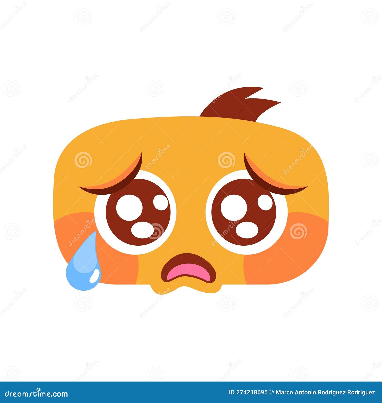 Vector Cartoon Cute Crying Face Emoji Isolated Illustration Stock ...