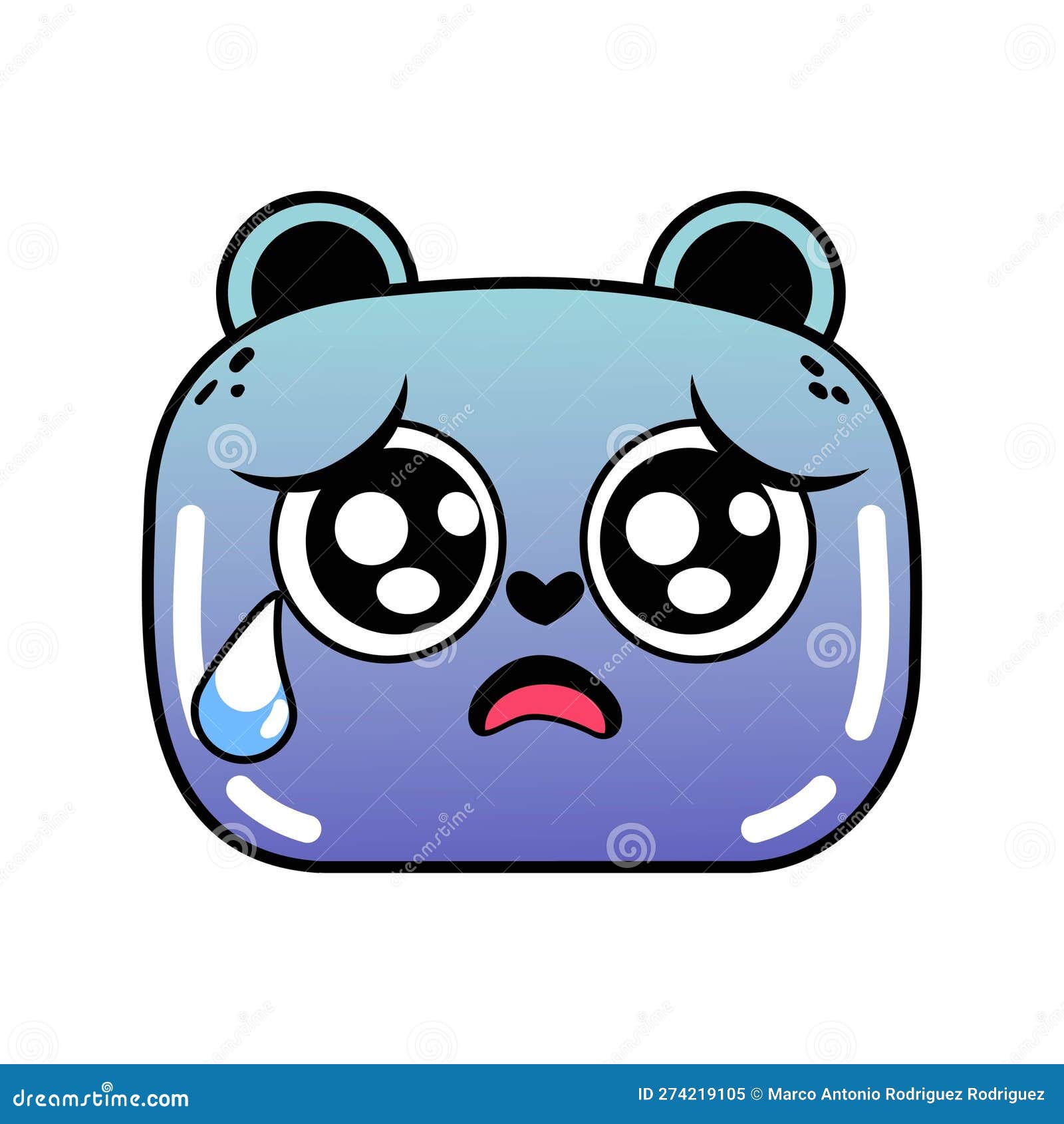 Vector Cartoon Cute Crying Face Emoji Isolated Illustration Stock ...