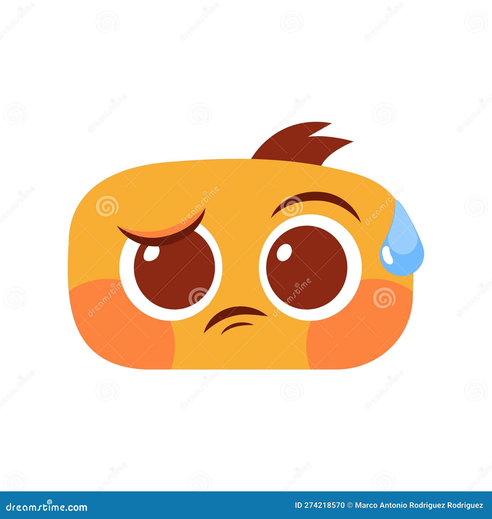 Vector Cartoon Cute Doubtful Face Emoji Isolated Illustration Stock ...