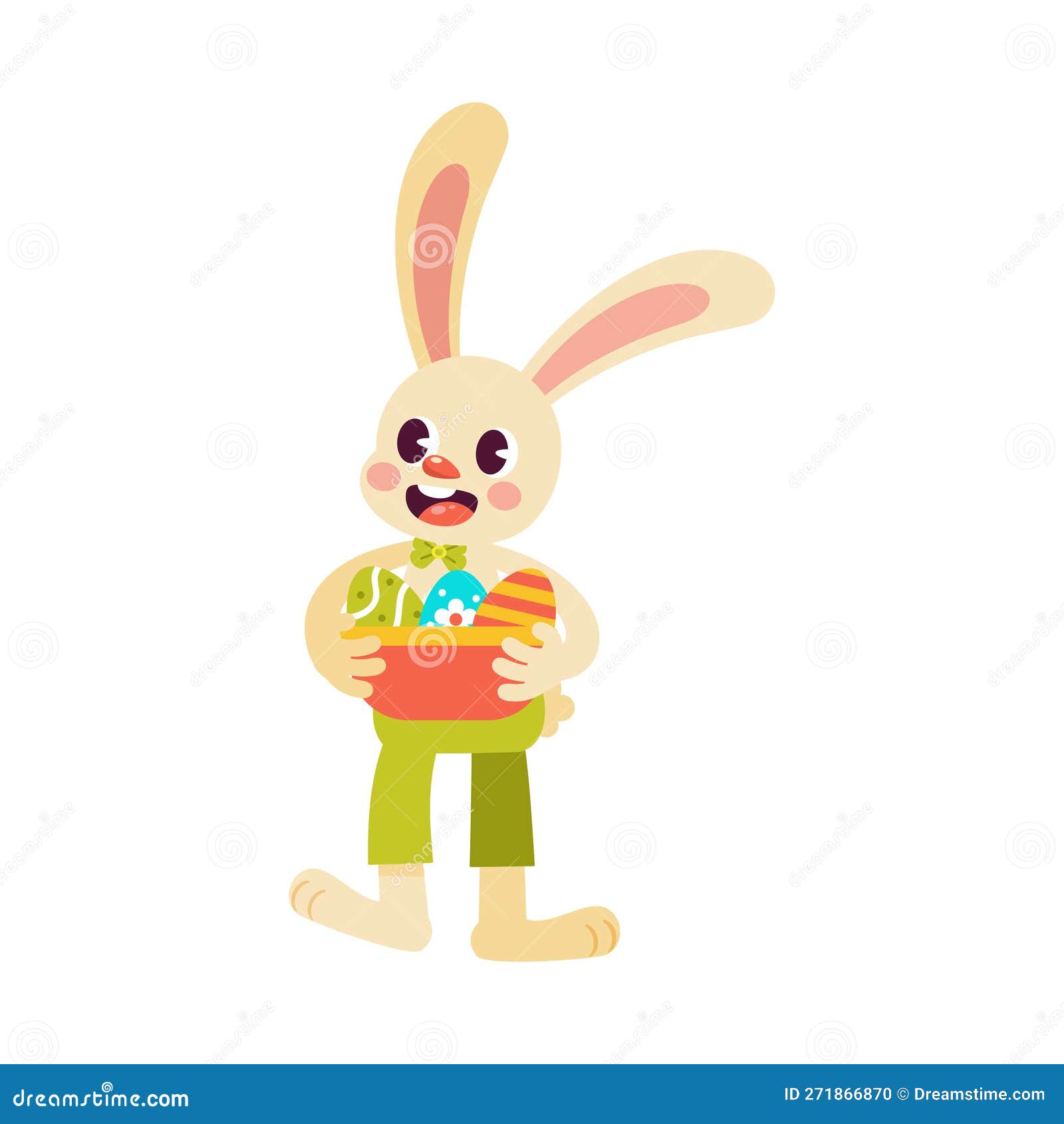Vector Cartoon Cute Easter Bunny Character Isolated Stock Vector ...