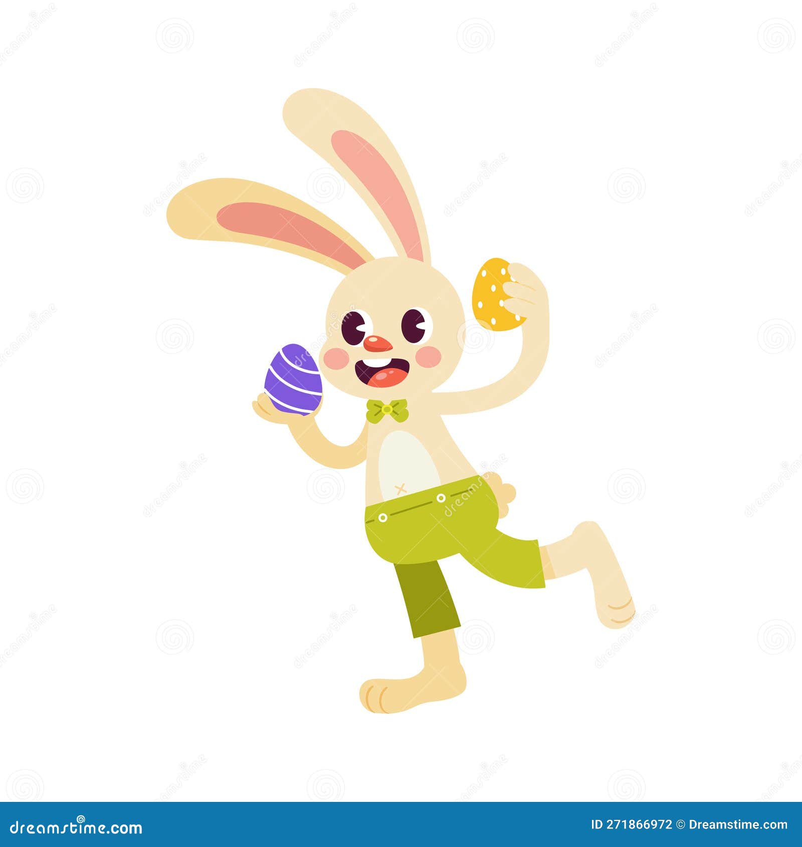 Vector Cartoon Cute Easter Bunny Character Isolated Stock Vector ...
