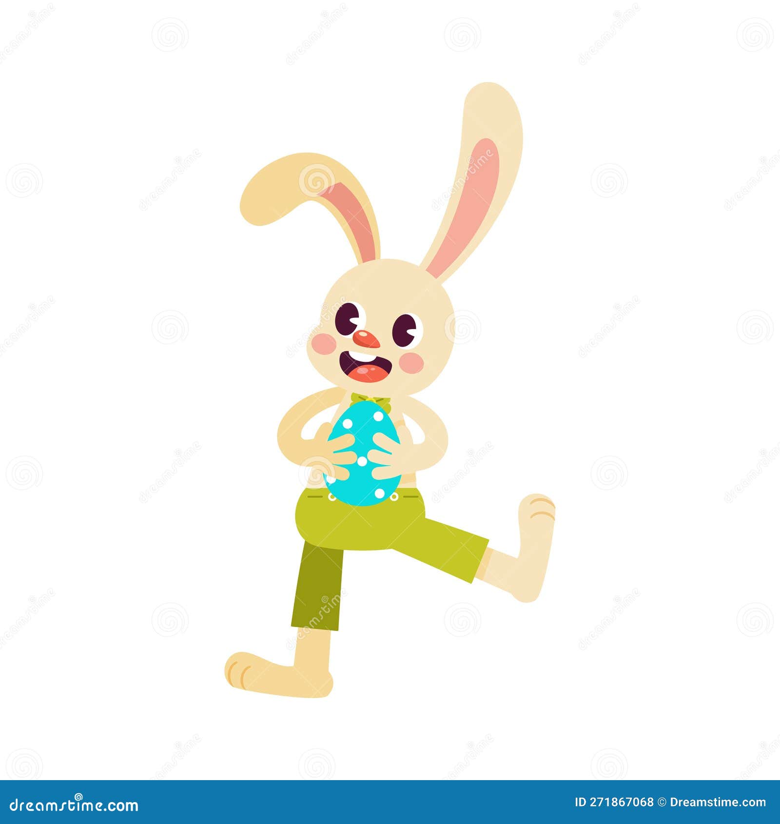 Vector Cartoon Cute Easter Bunny Character Isolated Stock Vector ...