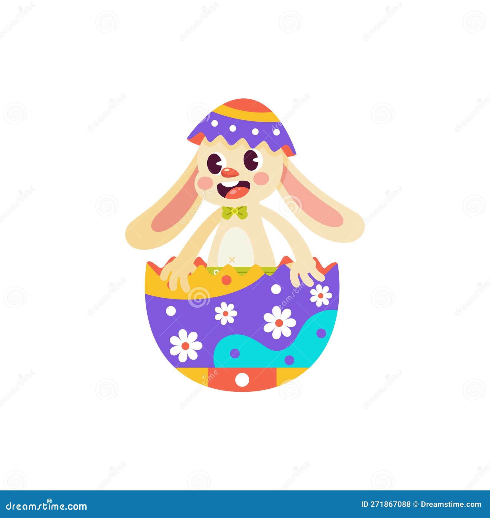 Vector Cartoon Cute Easter Bunny Character Isolated Stock Vector ...