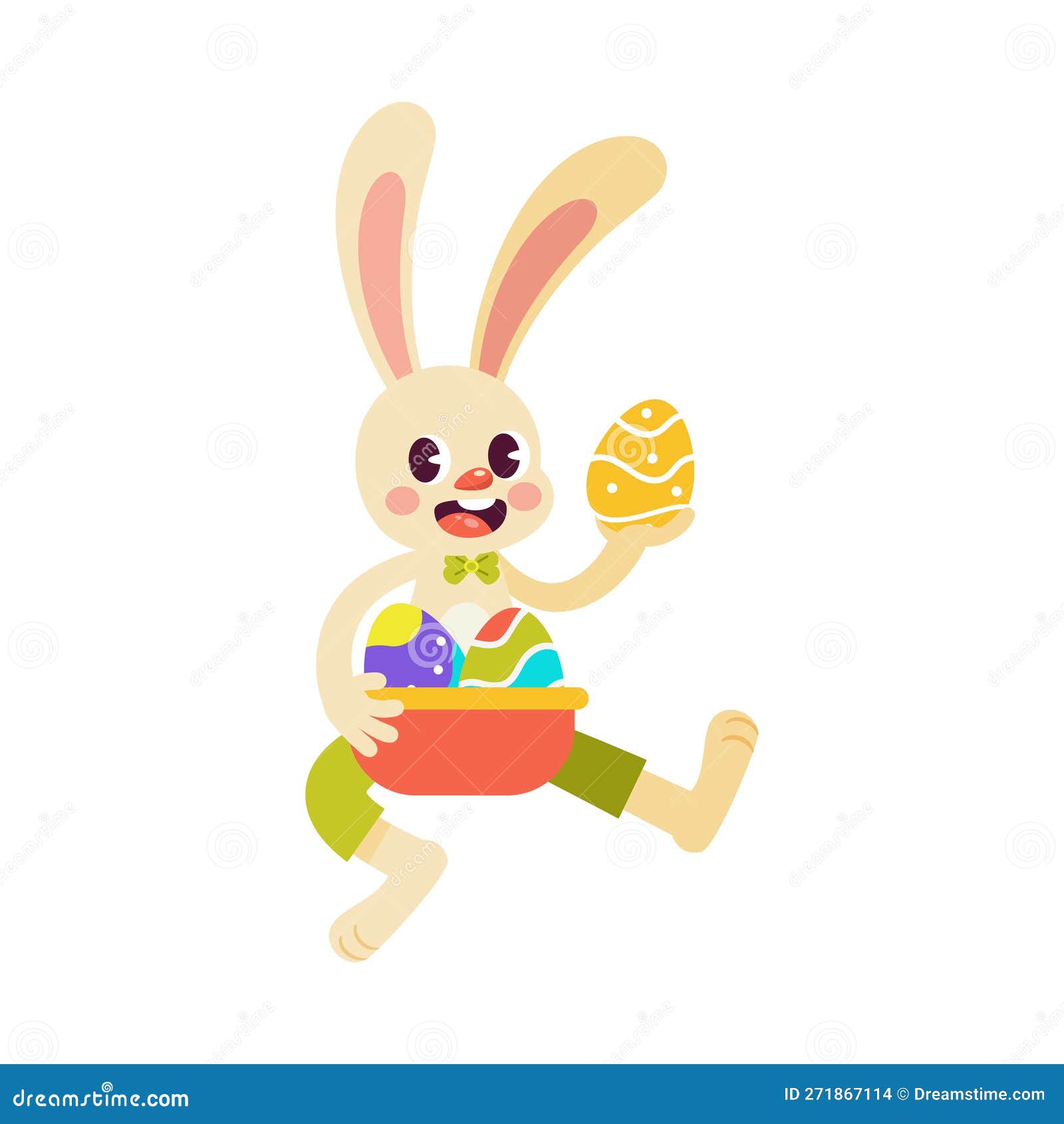 Vector Cartoon Cute Easter Bunny Character Isolated Stock Vector ...