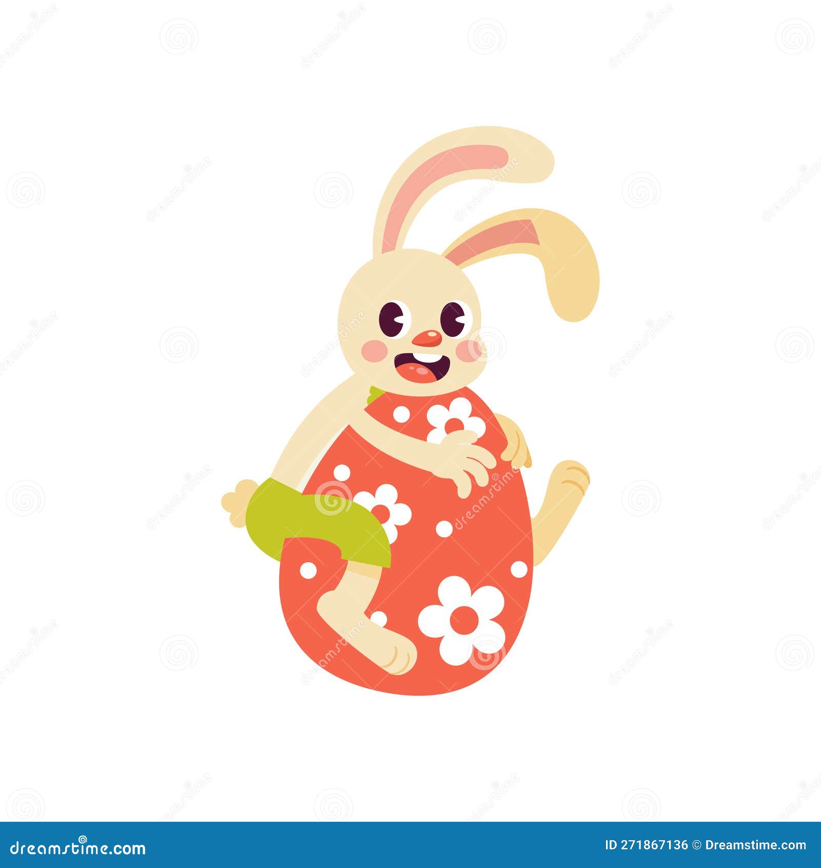 Vector Cartoon Cute Easter Bunny Character Isolated Stock Vector ...