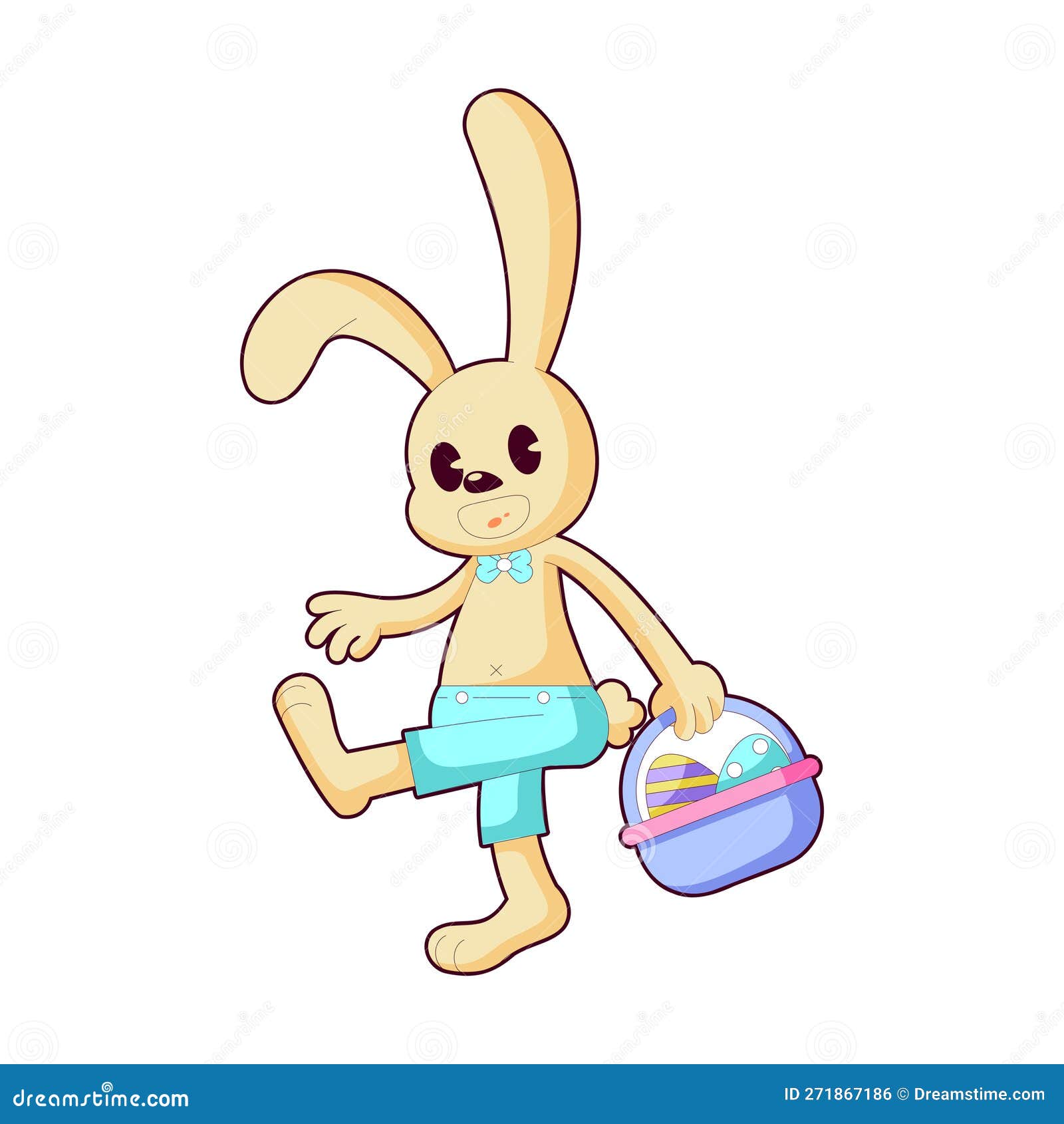 Vector Cartoon Cute Easter Bunny Character Isolated Stock Vector ...