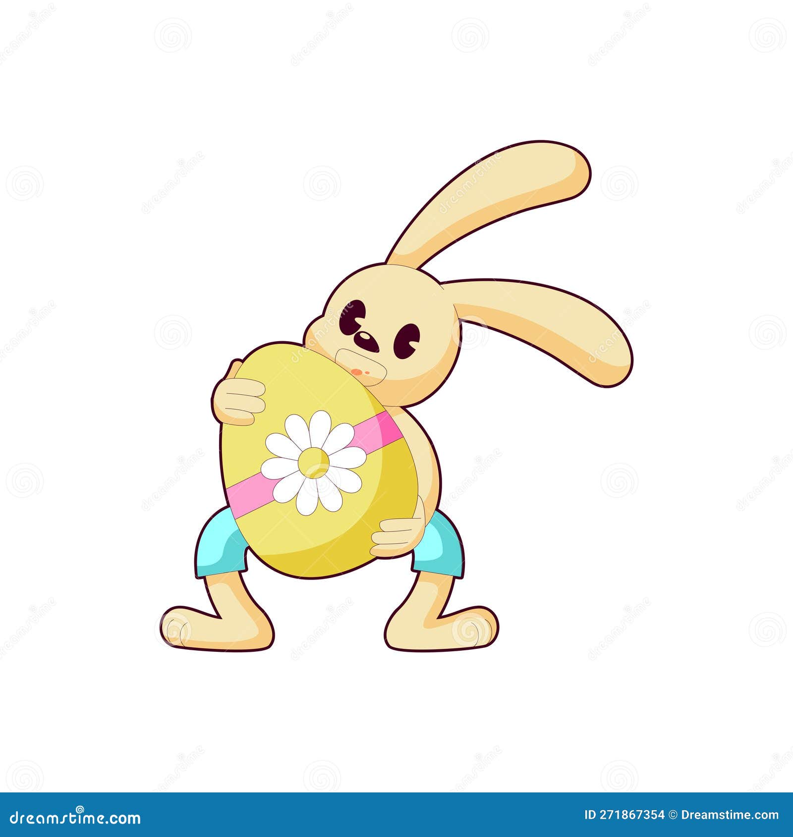Vector Cartoon Cute Easter Bunny Character Isolated Stock Vector ...