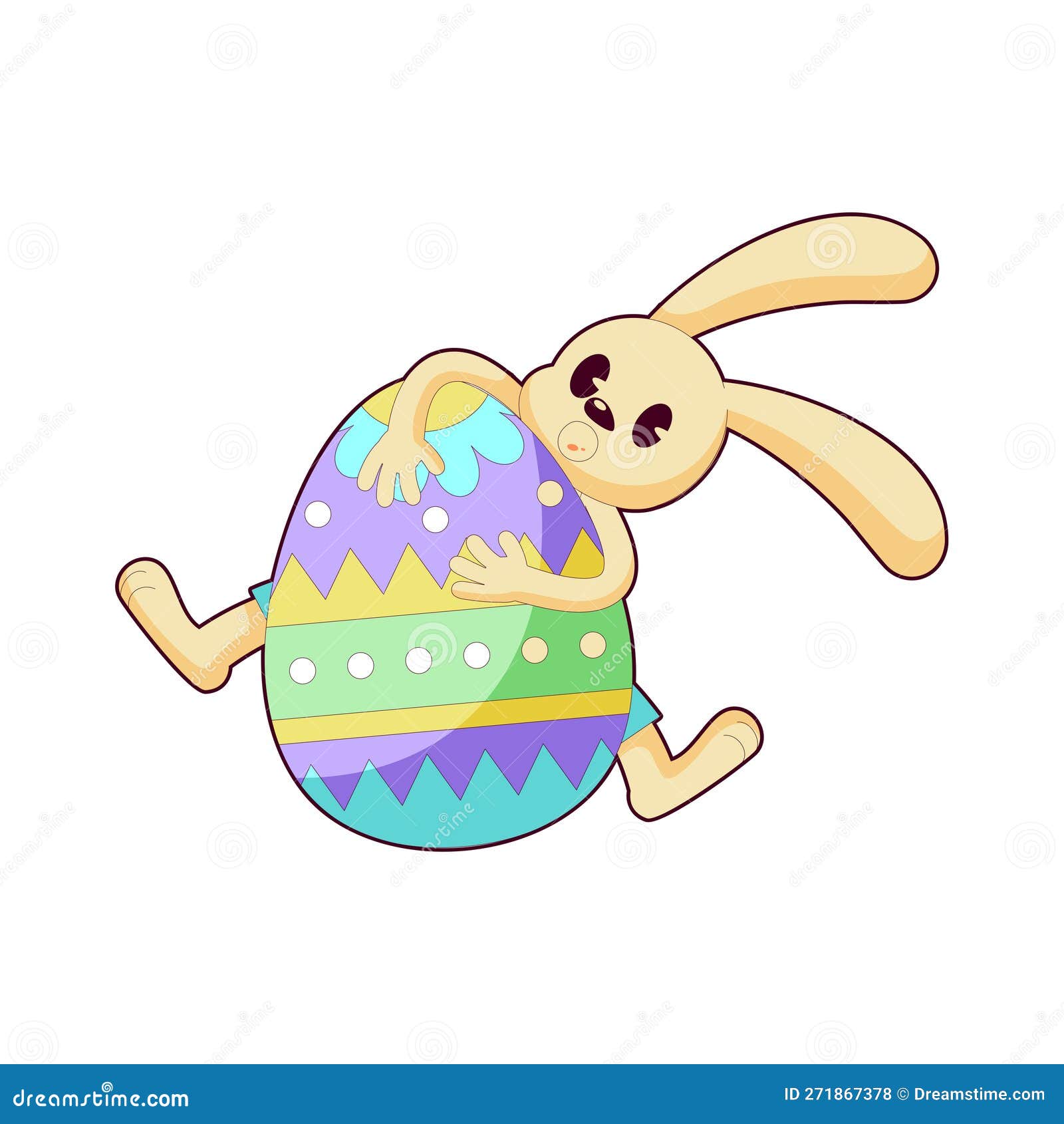 Vector Cartoon Cute Easter Bunny Character Isolated Stock Vector ...