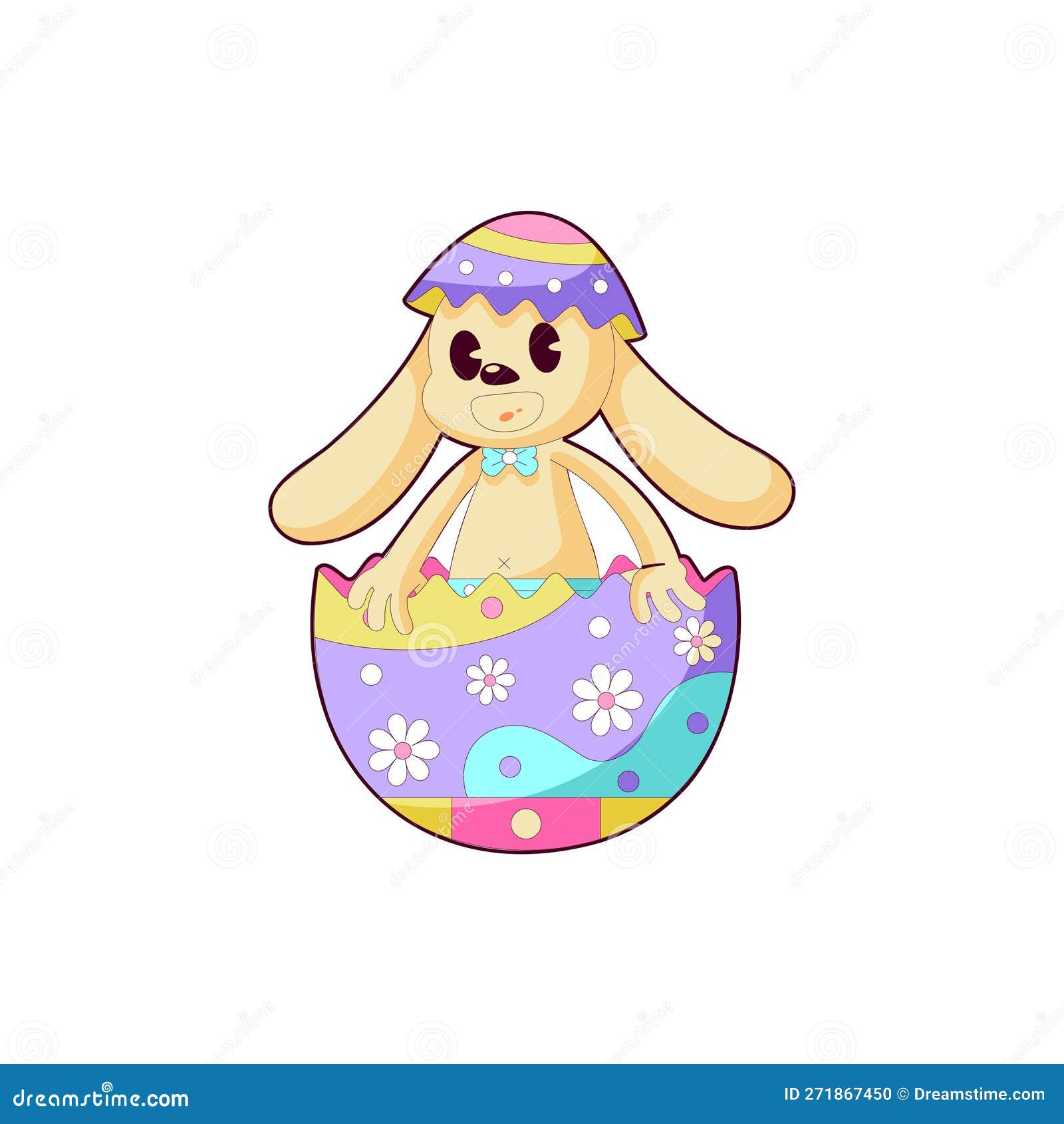 Vector Cartoon Cute Easter Bunny Character Isolated Stock Vector ...