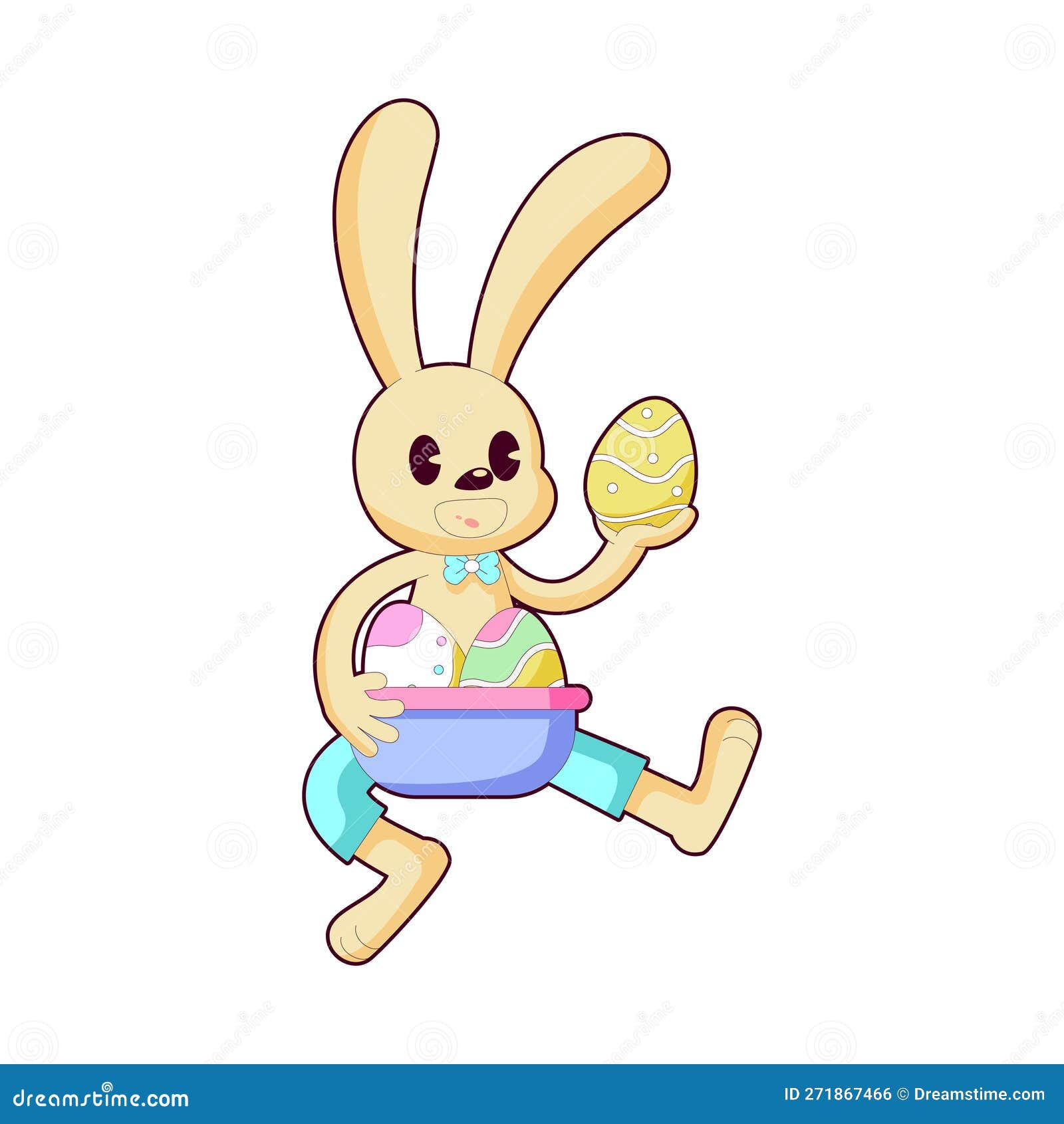 Vector Cartoon Cute Easter Bunny Character Isolated Stock Vector ...