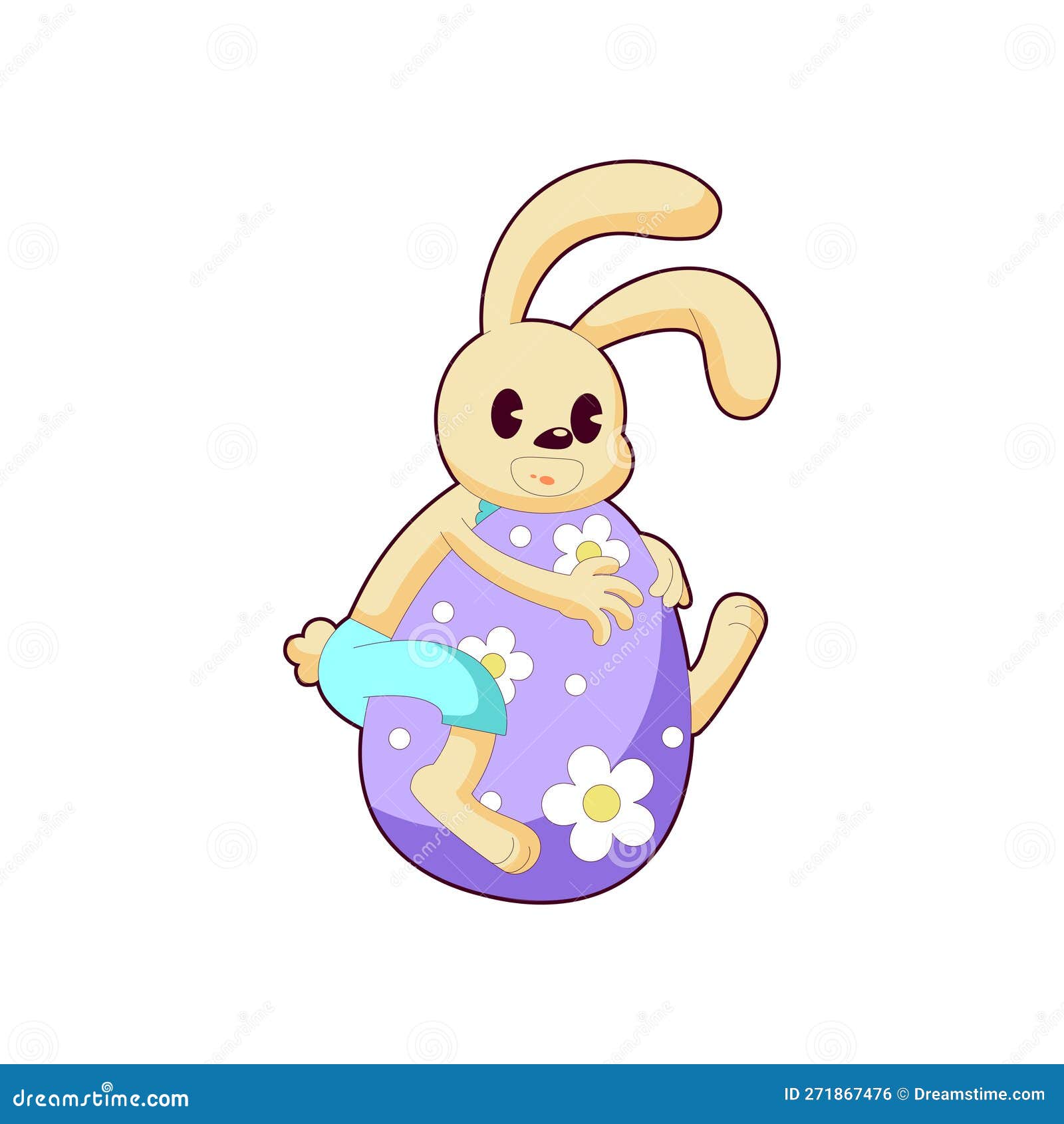Vector Cartoon Cute Easter Bunny Character Isolated Stock Vector ...