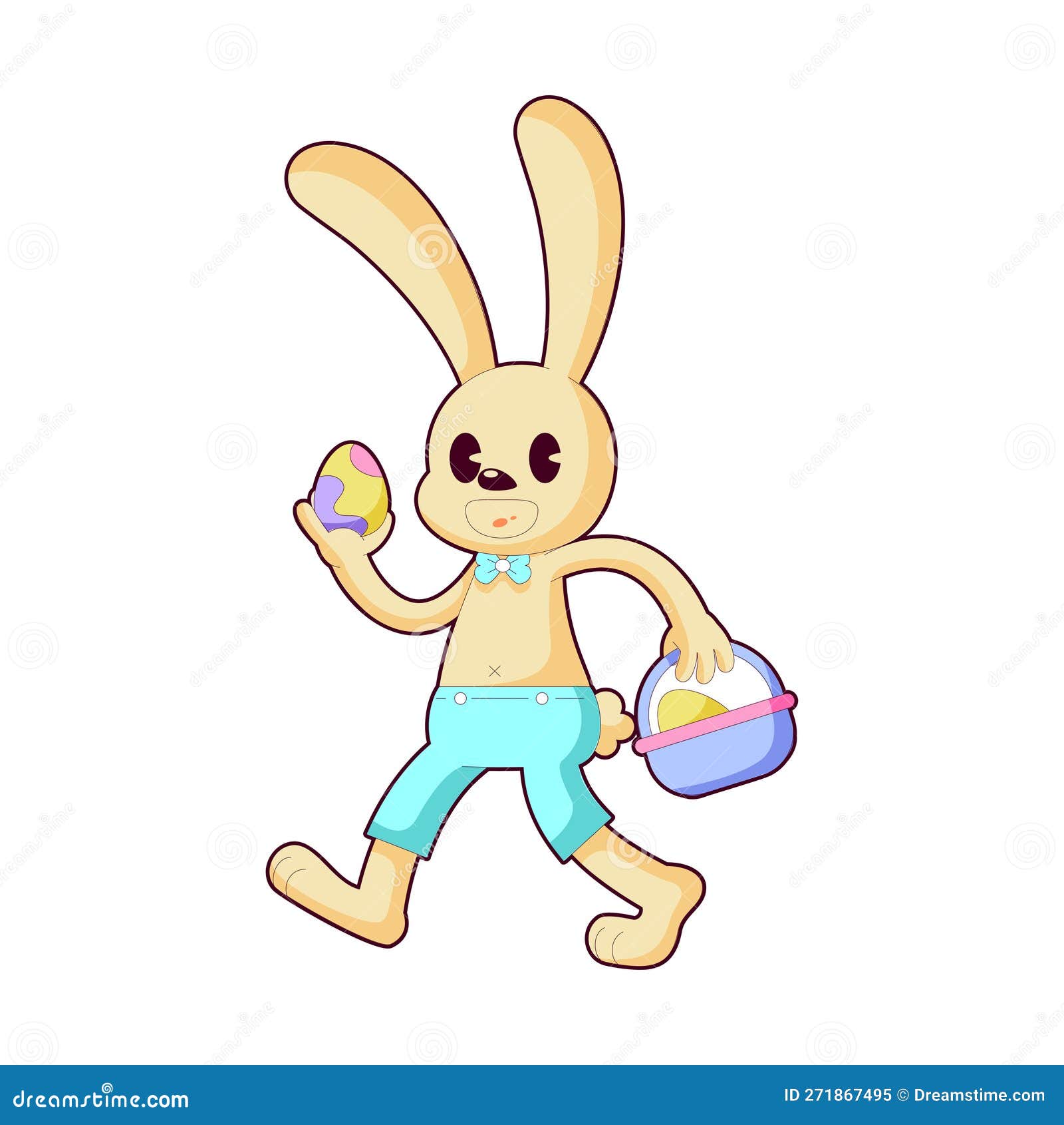 Vector Cartoon Cute Easter Bunny Character Isolated Stock Vector ...