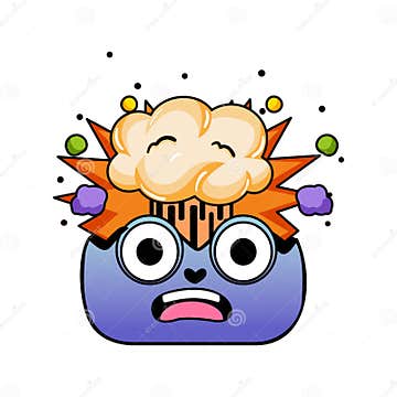 Vector Cartoon Cute Exploding Head Emoji Isolated Illustration Stock ...